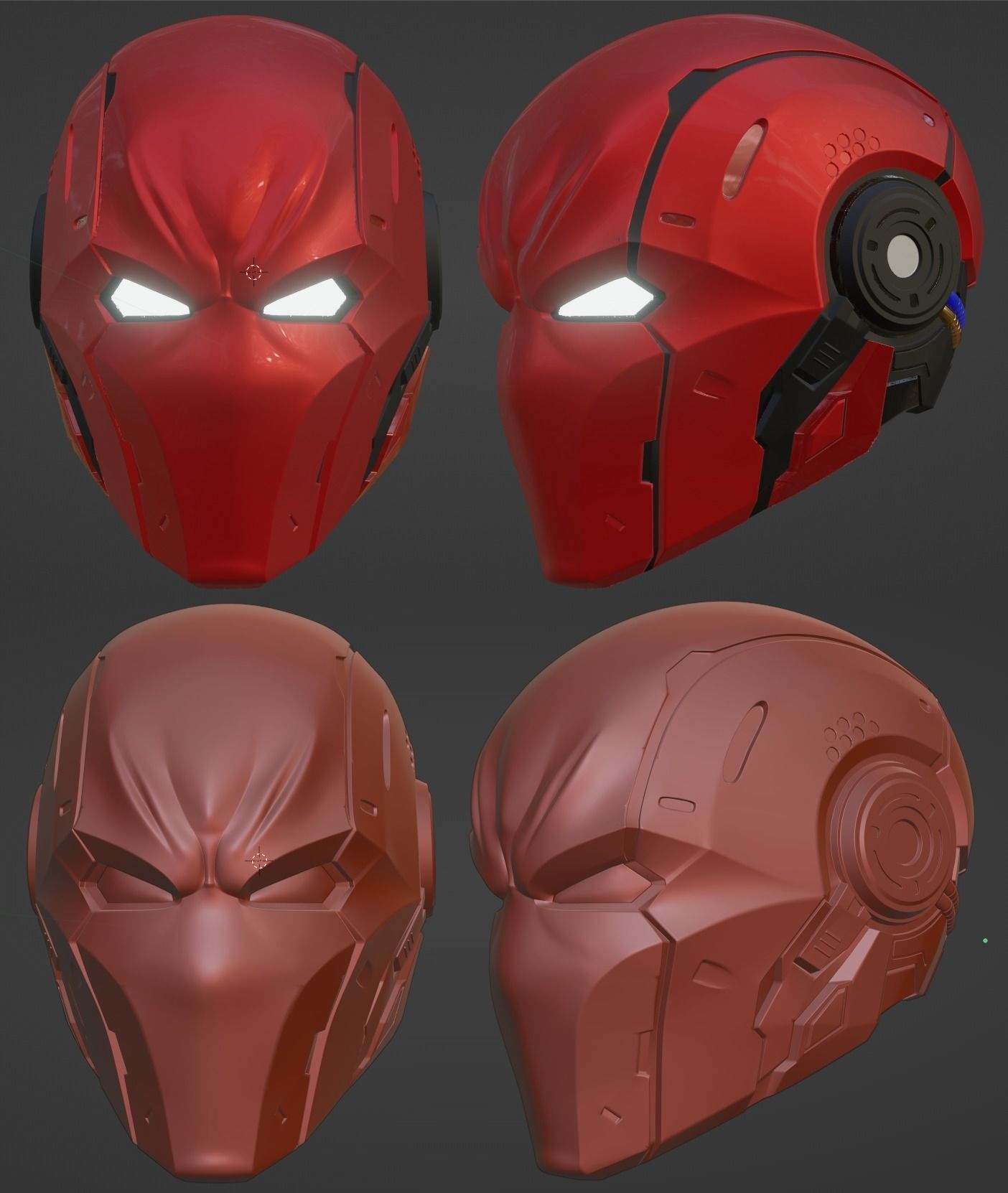Red Cyber Hood Helmet 3D model 3D printable | CGTrader