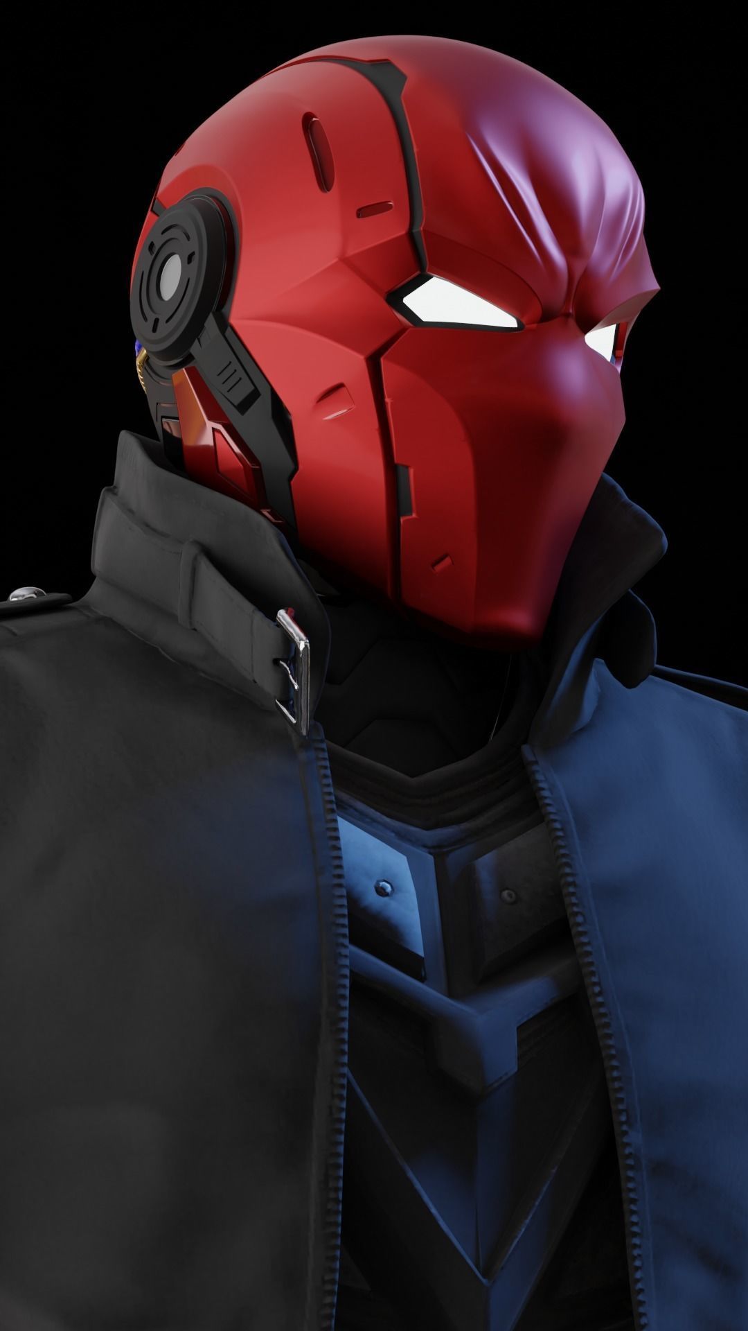 Red Cyber Hood Helmet 3D model 3D printable | CGTrader