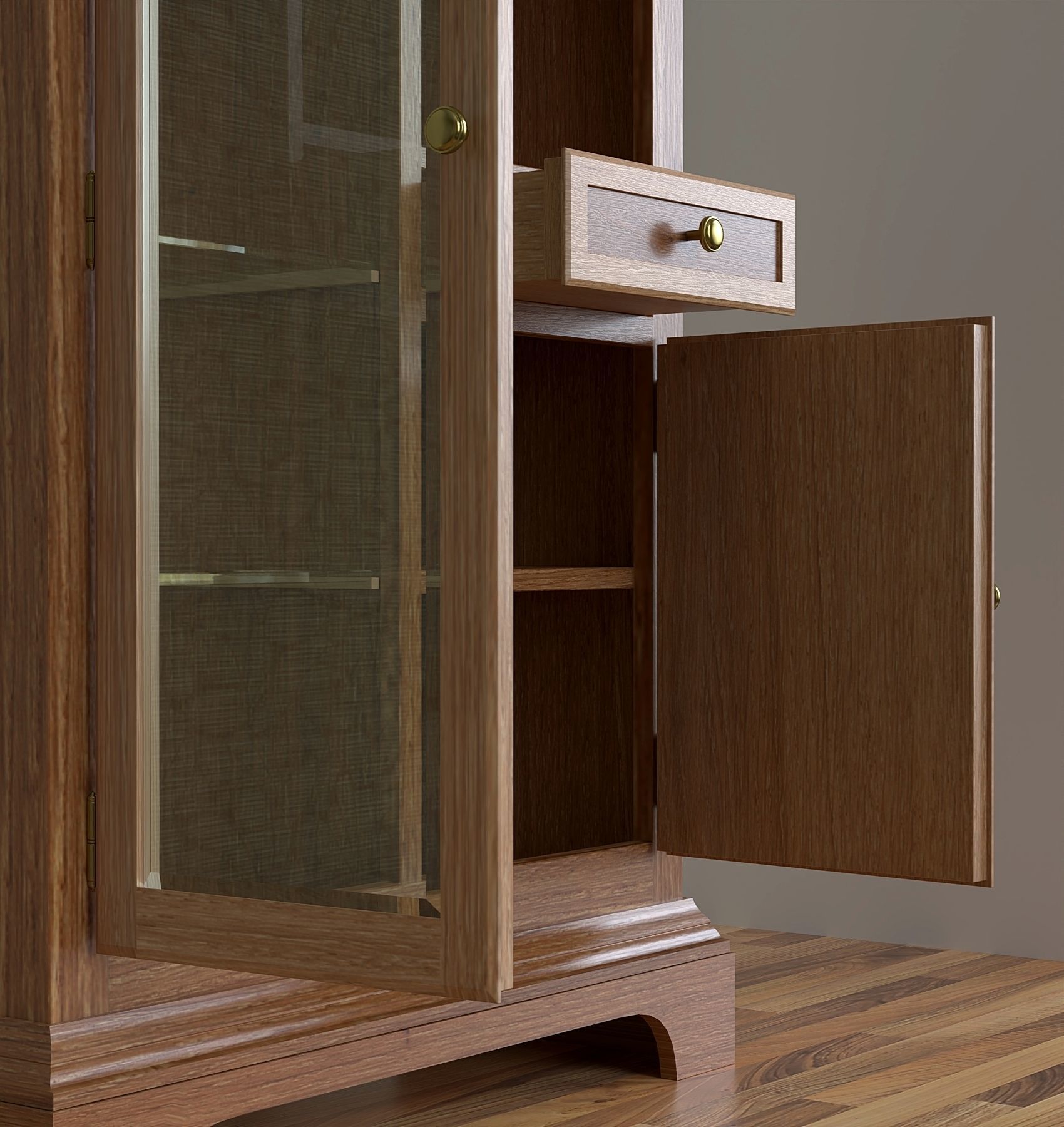 Art Nouveau wooden showcase 3D model | CGTrader