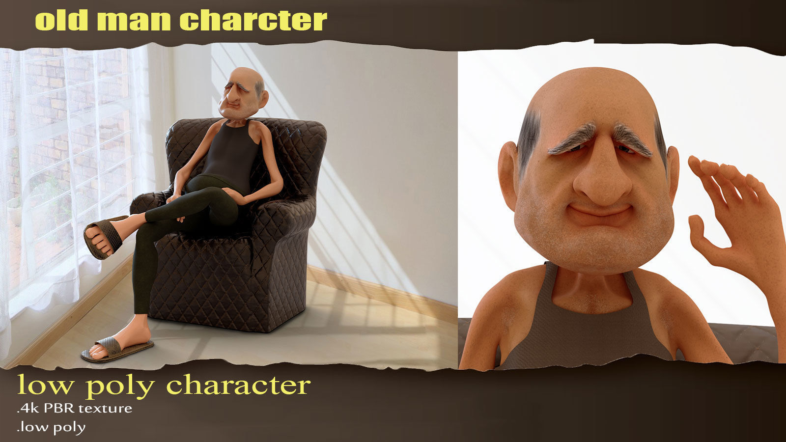 3D model character old man VR / AR / low-poly | CGTrader