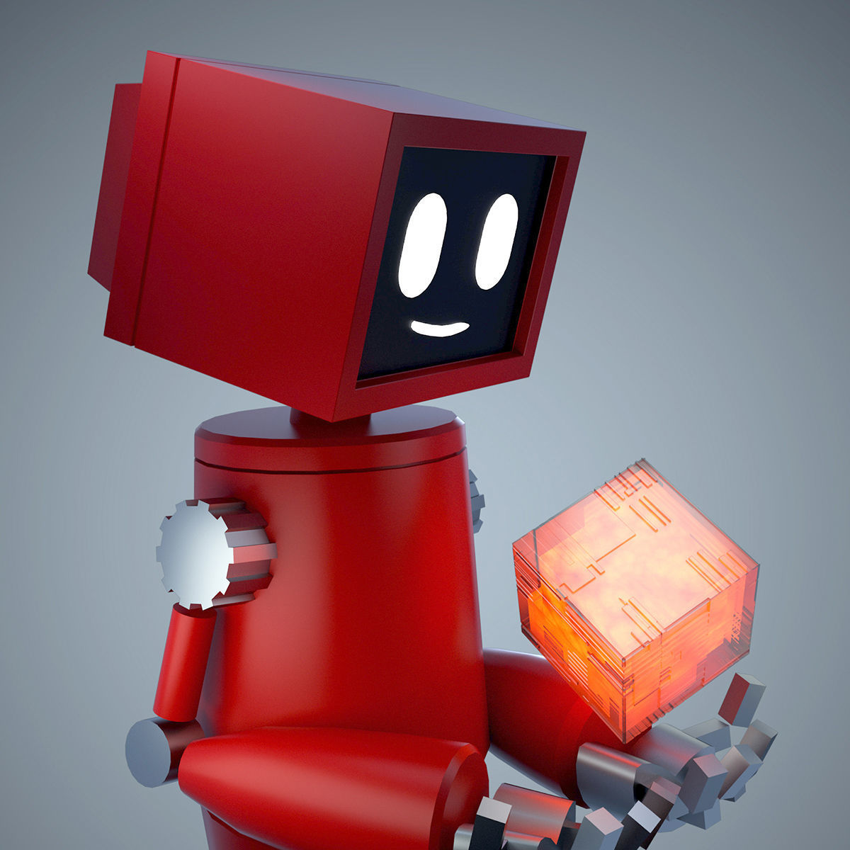 Cartoon Robot scifi machine android Core cube future power 3D model ...