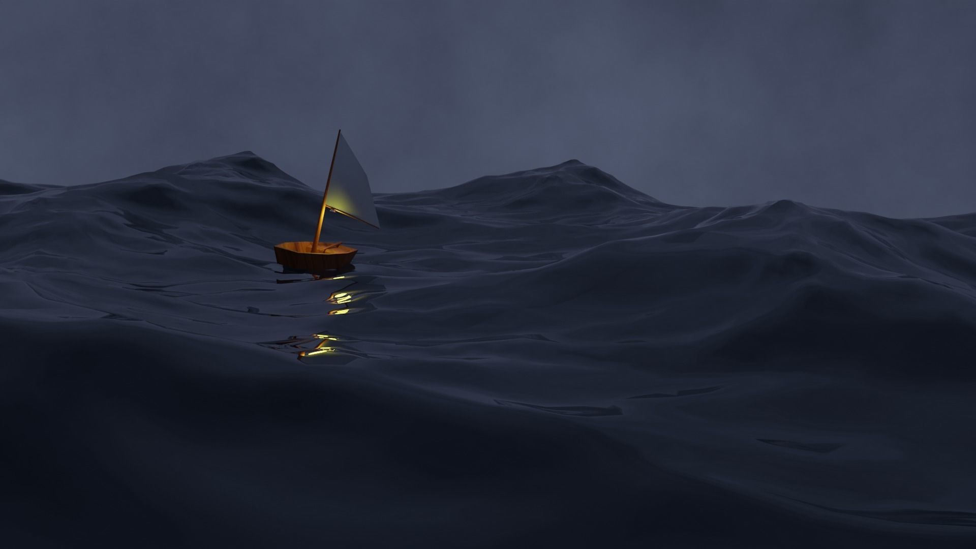 The appearance of the big waves in the ocean and the storm free 3D ...