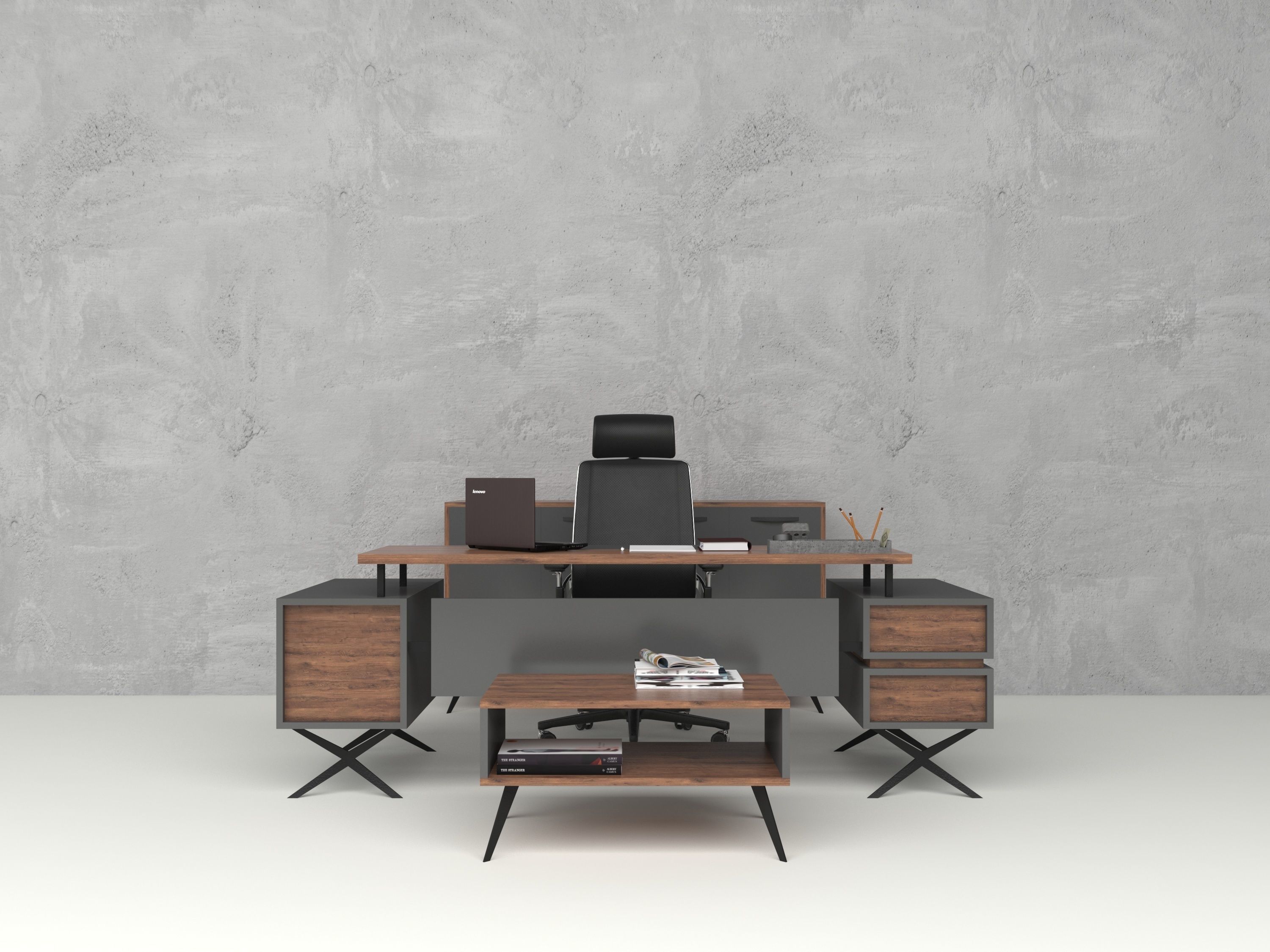Office desk set 3D model | CGTrader