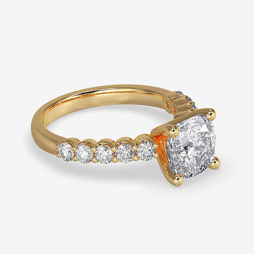 CJ-0093 rose gold engagement ring with cushion cut diamond 3D model 3D ...