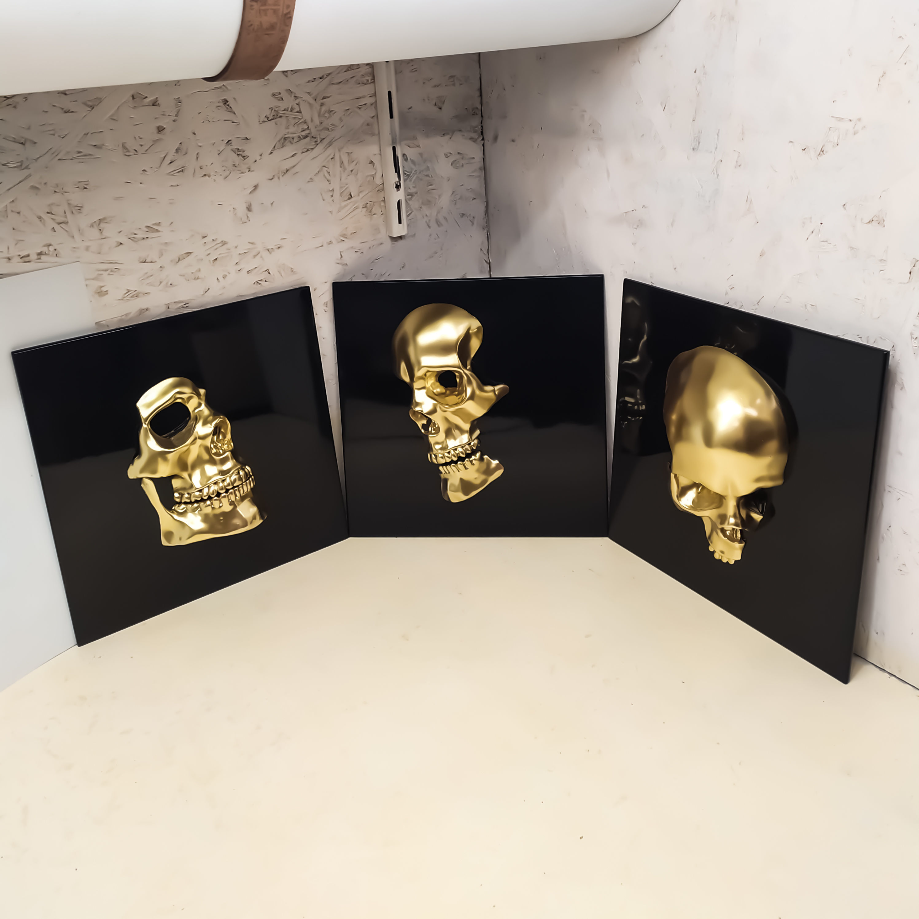 Triptych of human sculls 3D model 3D printable | CGTrader