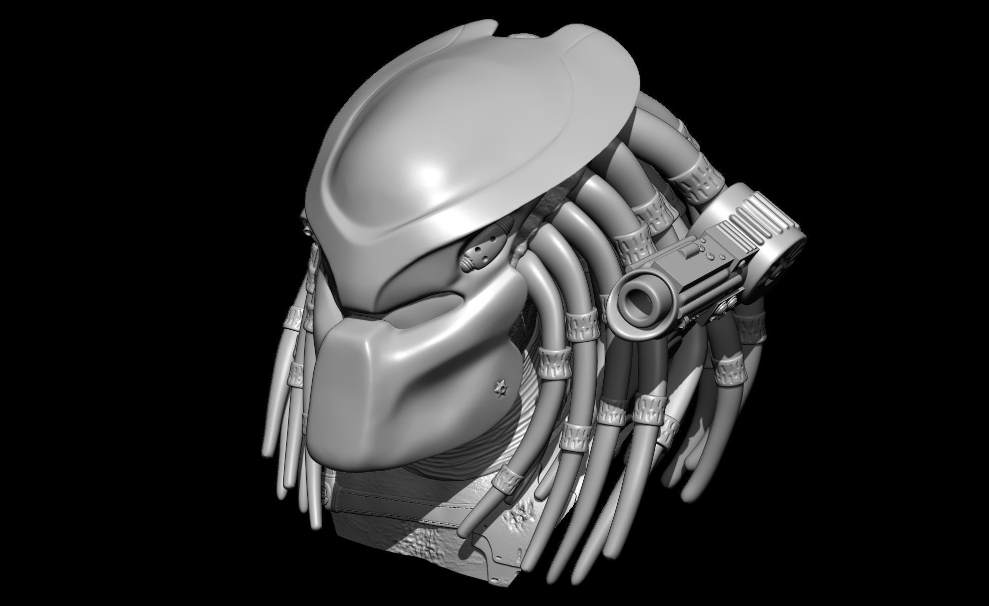 Predator bust with Bio Mask and weapon 3D model 3D printable | CGTrader