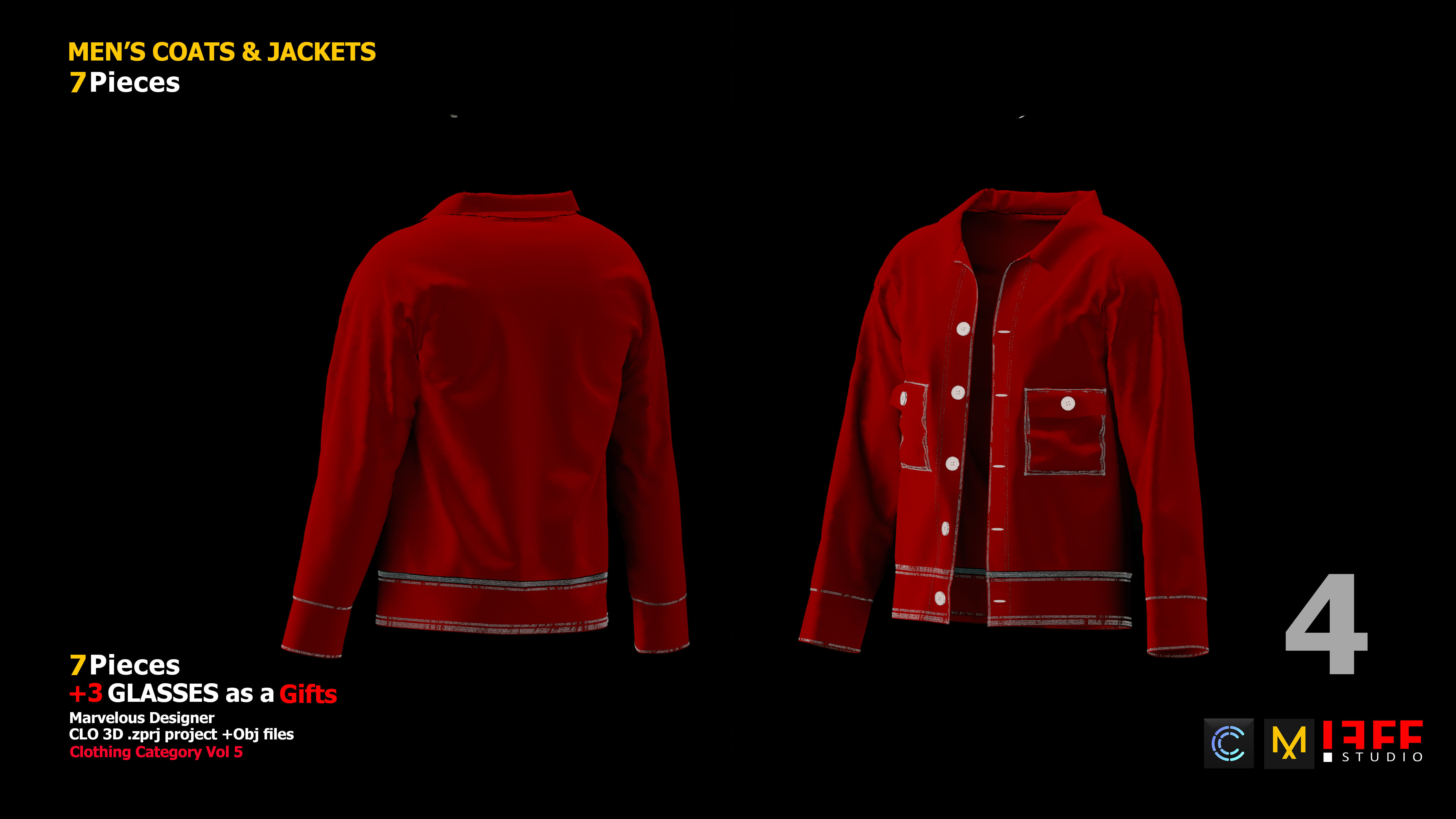 3D model 7 MANS COATS AND JACKETS Marvelous Designer VR / AR / low-poly ...