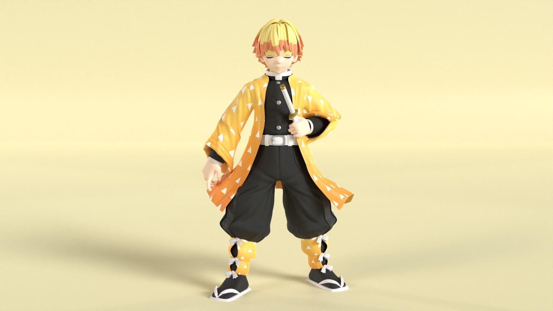 Zenitsu Agatsuma - Demon Slayer 3D model rigged | CGTrader