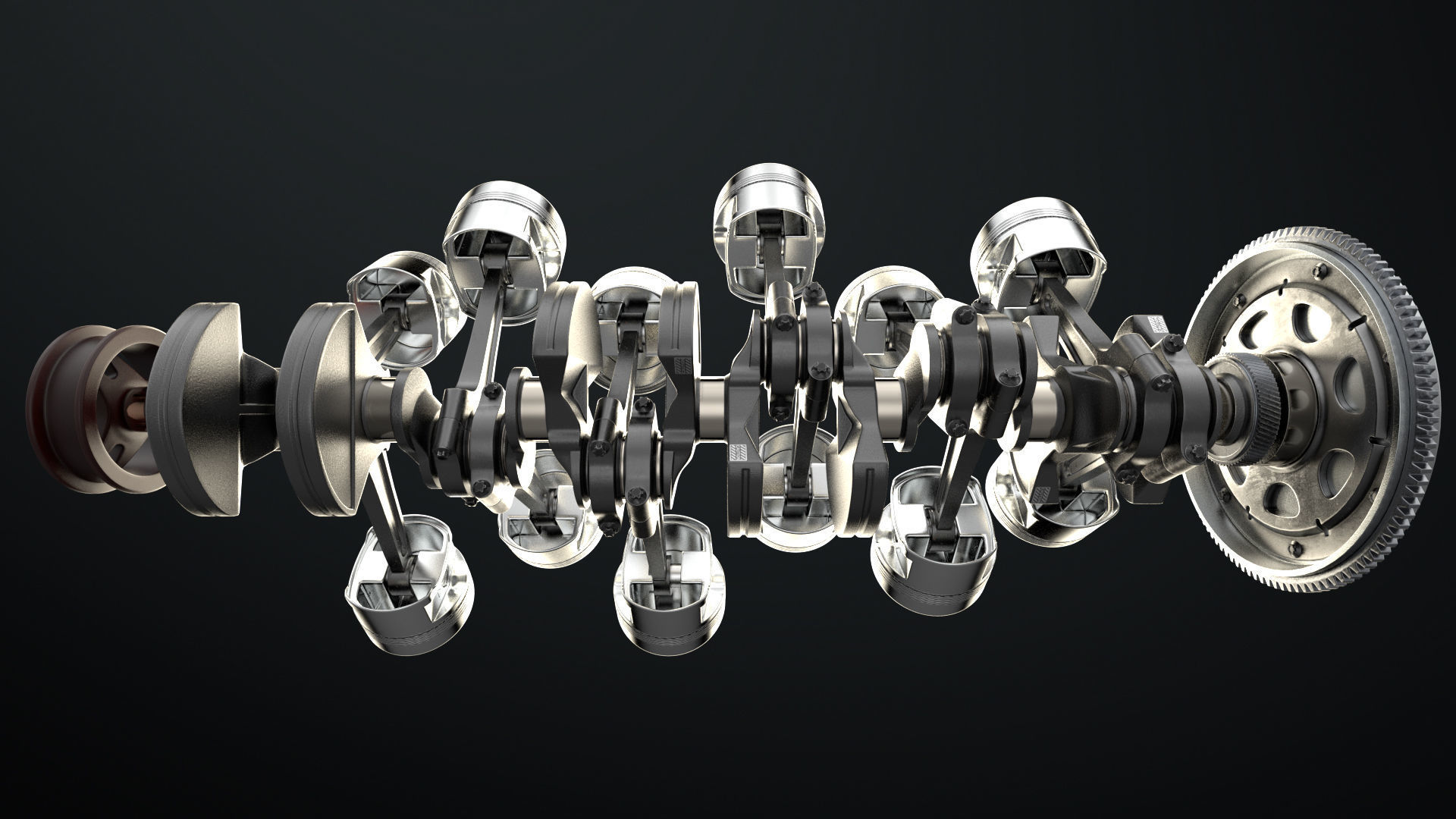 W12 Engine Working Animated 3D model animated rigged | CGTrader