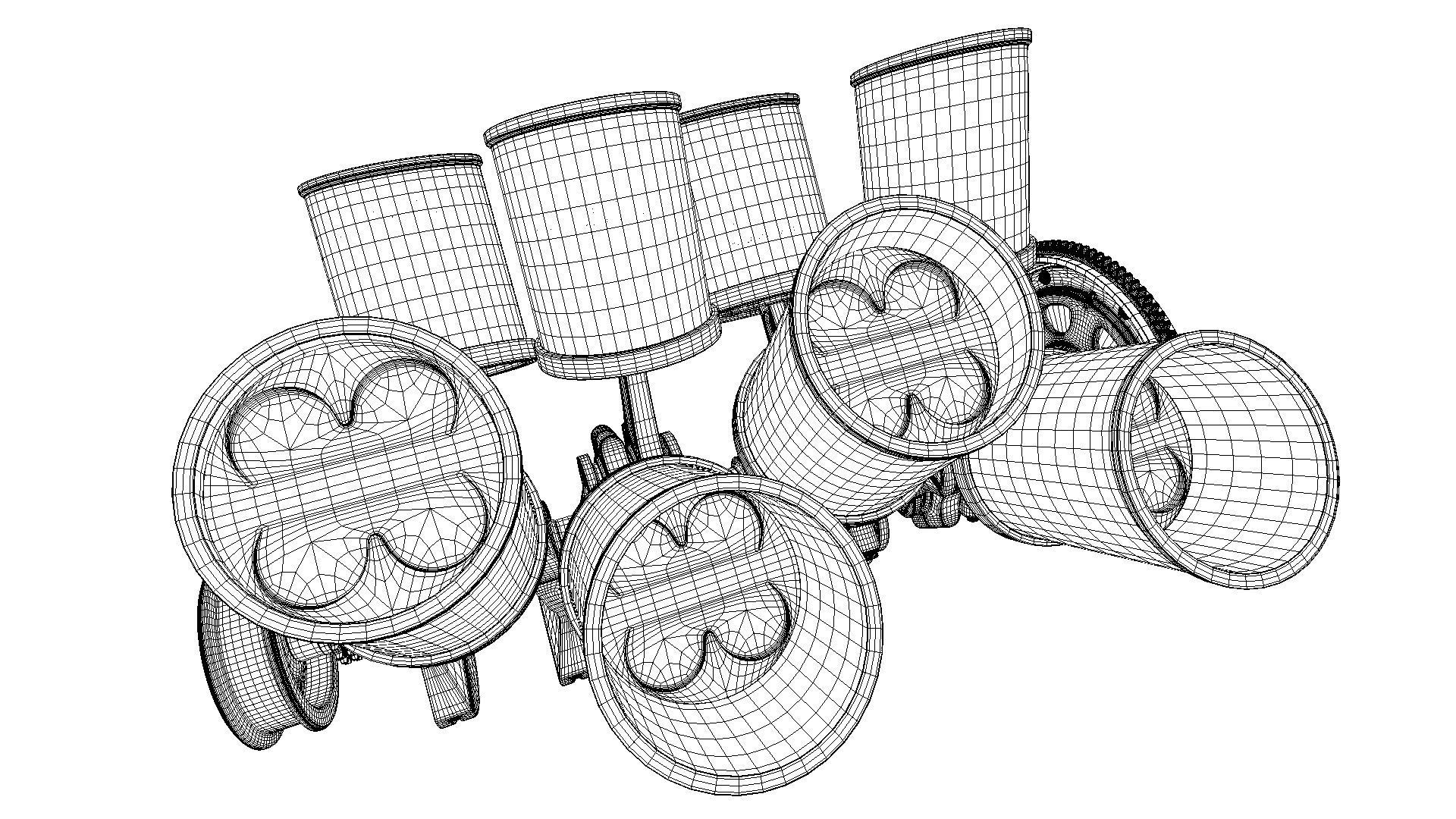 W8 Engine Working Animated 3D model animated rigged | CGTrader