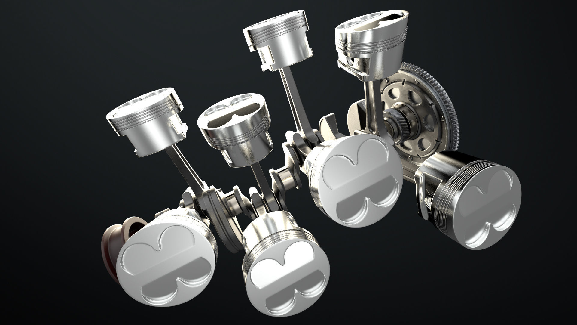 W8 Engine Working Animated 3D model animated rigged | CGTrader