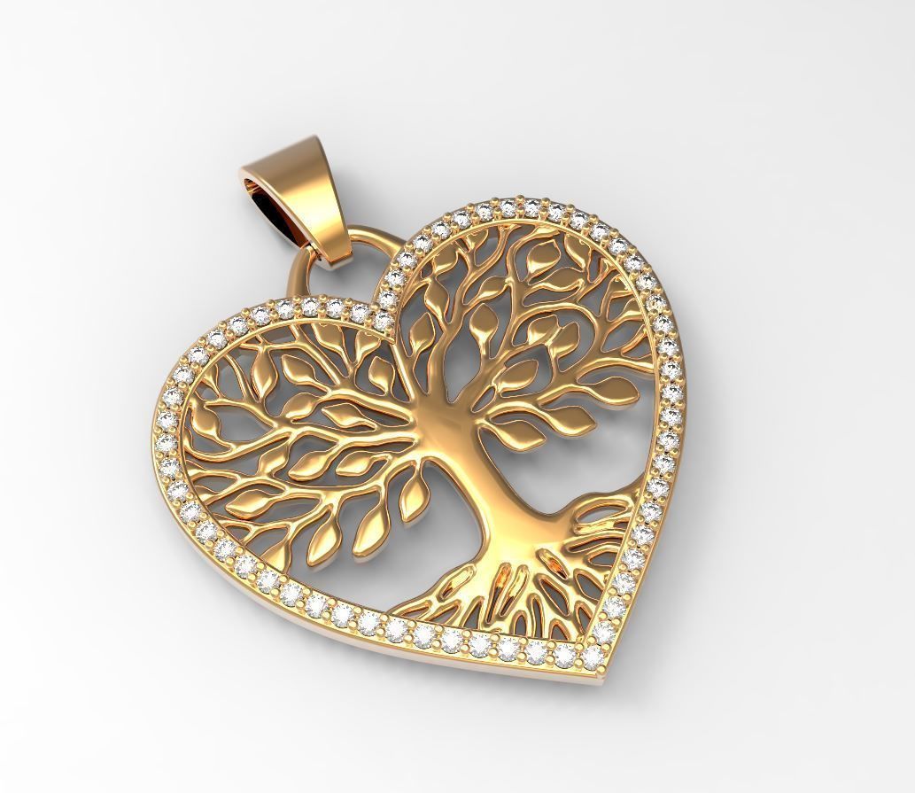 Tree of Life Heart Pendant 3D model 3D printable | CGTrader