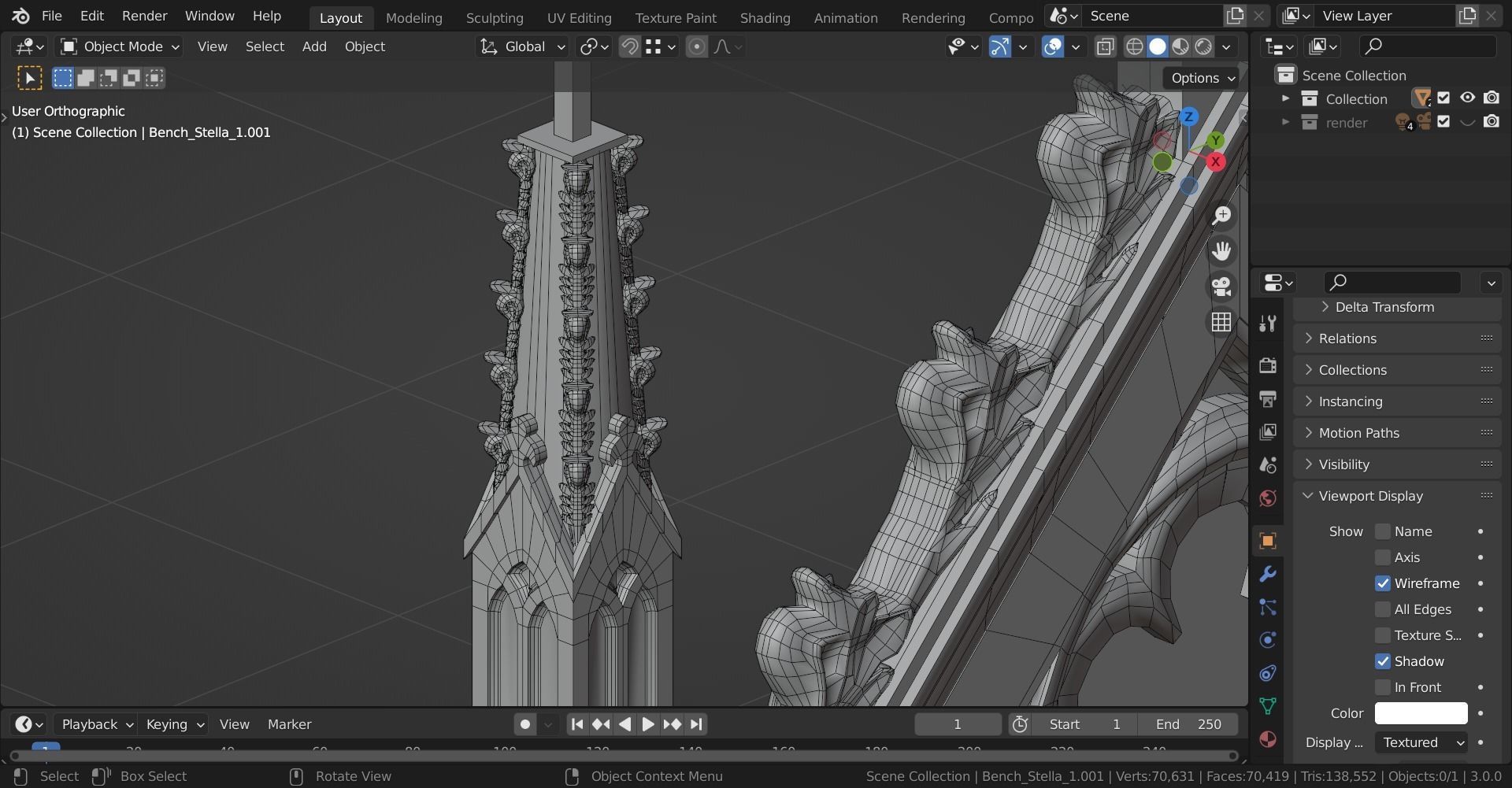 Gothic Church Bench 3D model | CGTrader