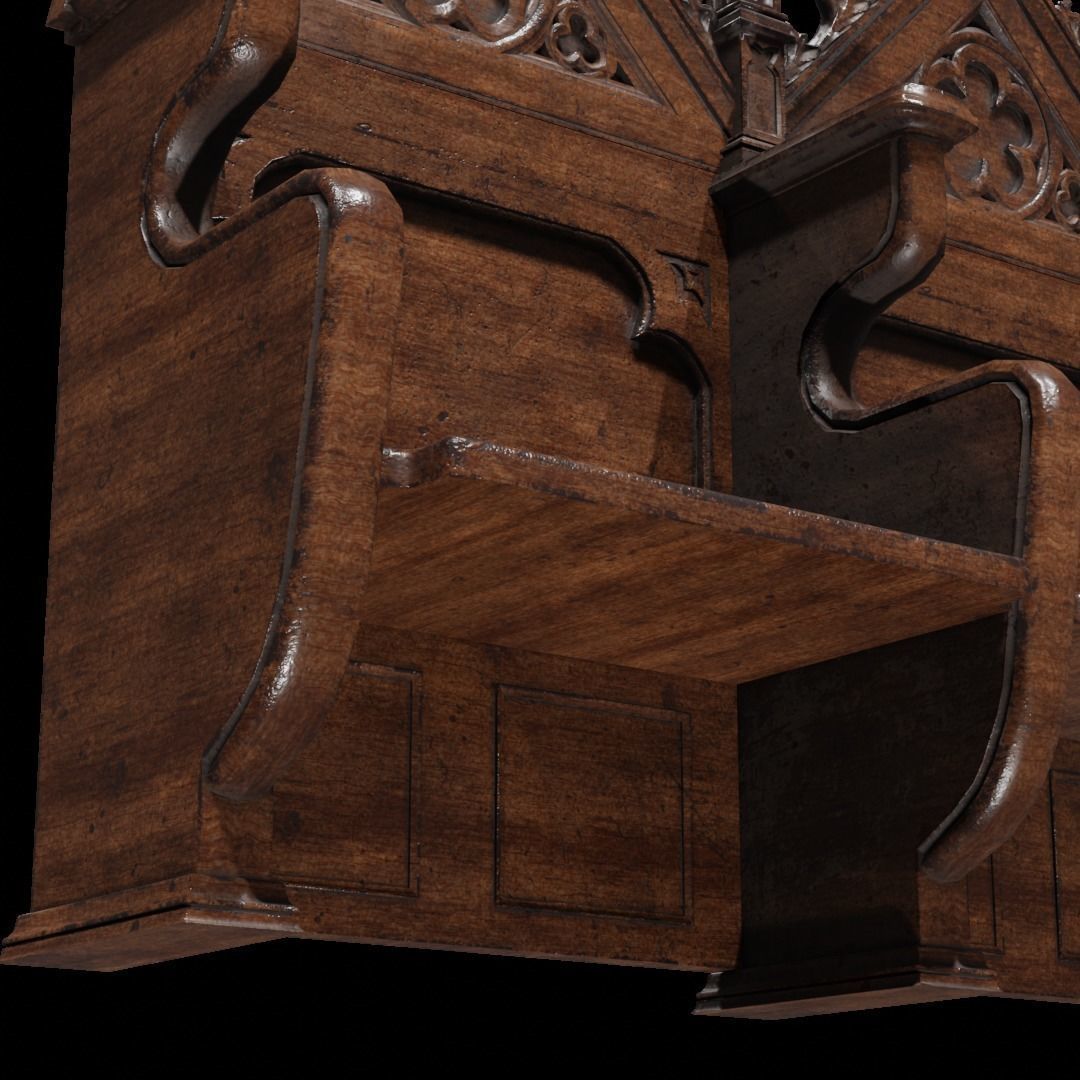 Gothic Church Bench 3D model | CGTrader