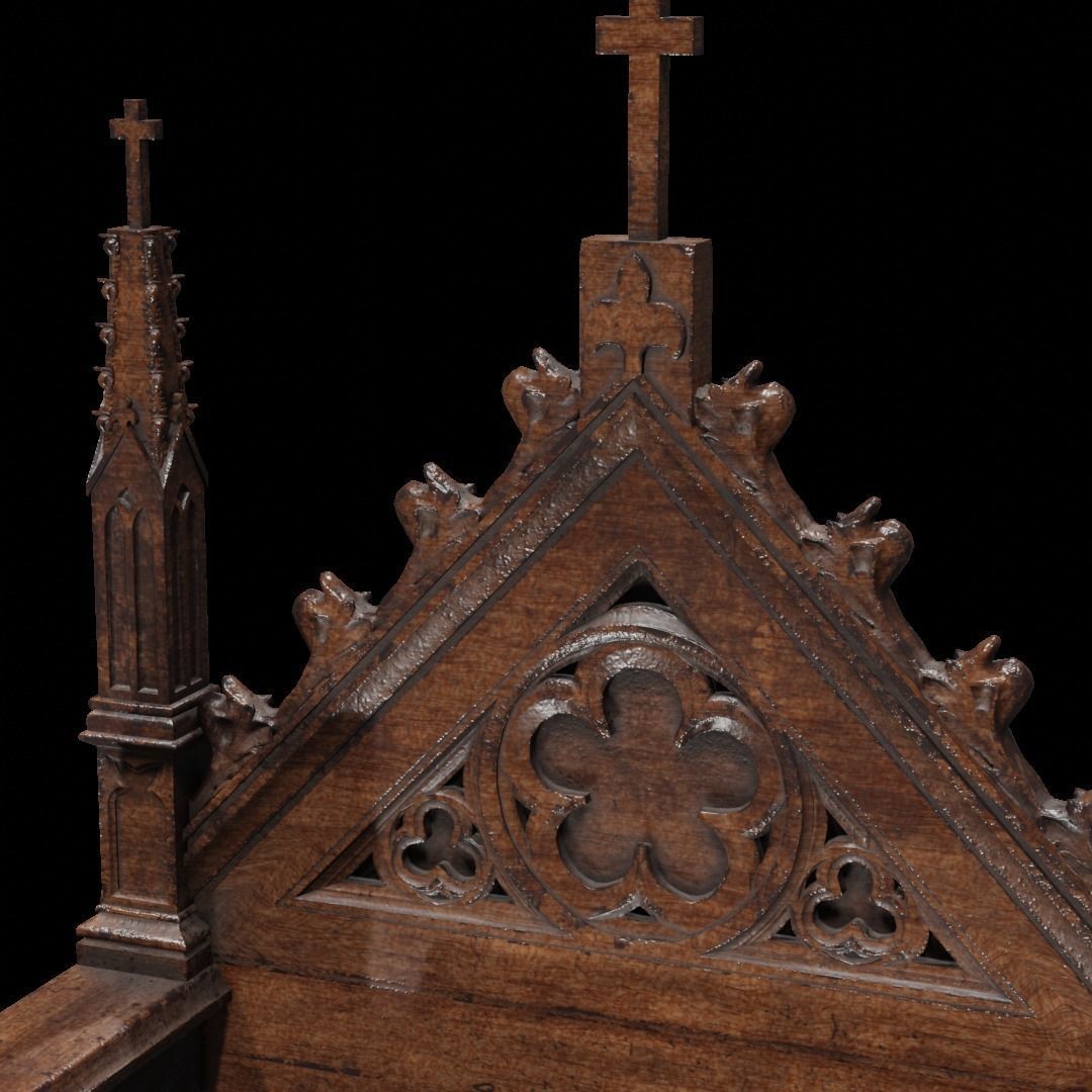 Gothic Church Bench 3D model | CGTrader