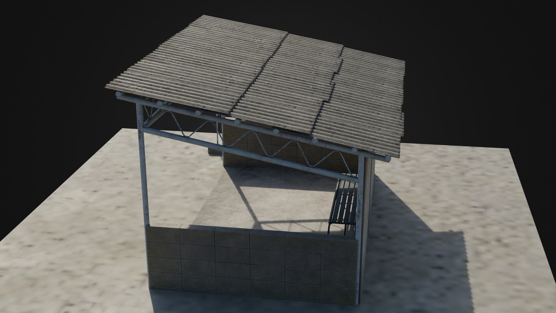 3D model Old Japanese Bus Stop VR / AR / low-poly | CGTrader