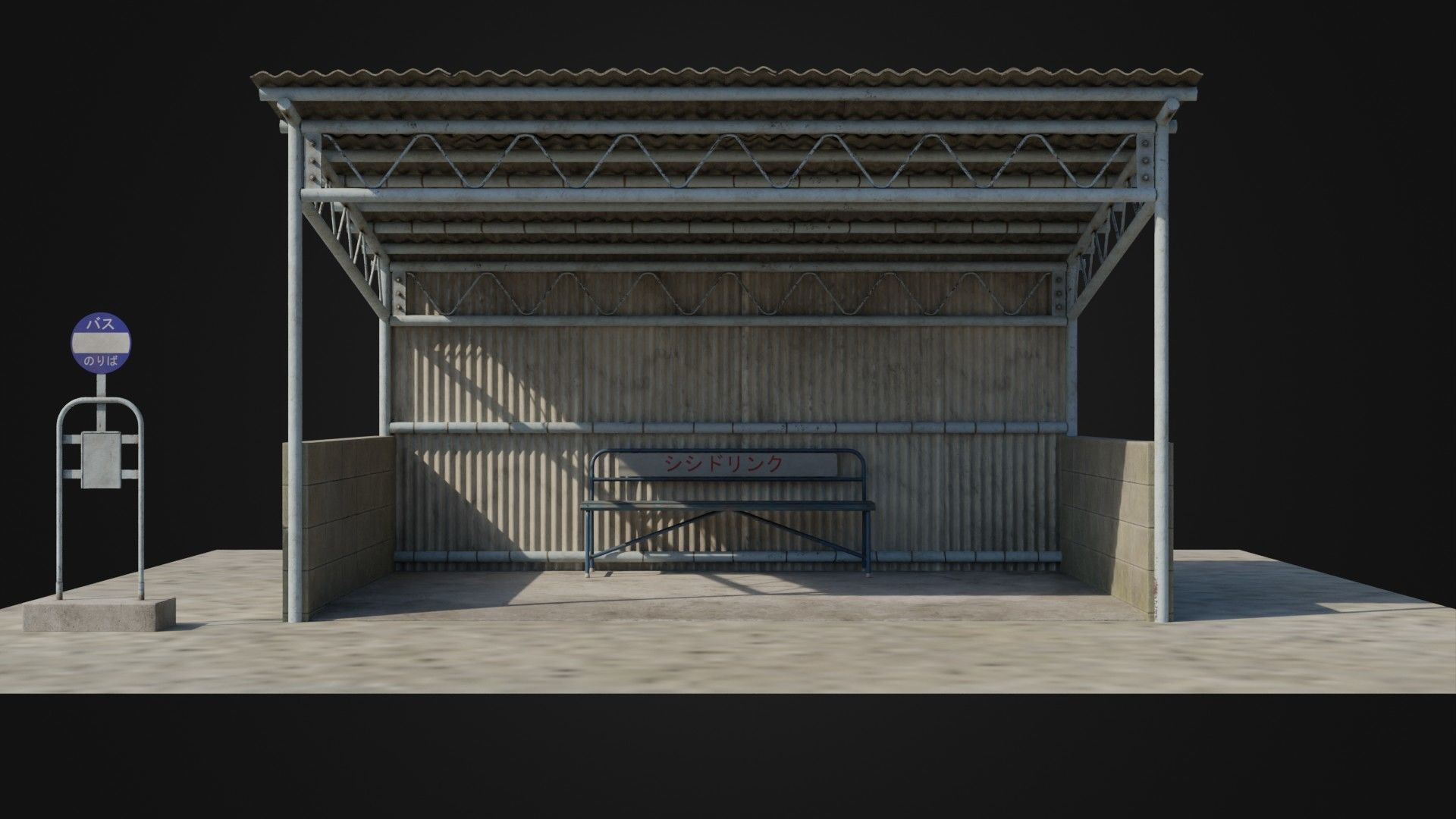 3D model Old Japanese Bus Stop VR / AR / low-poly | CGTrader
