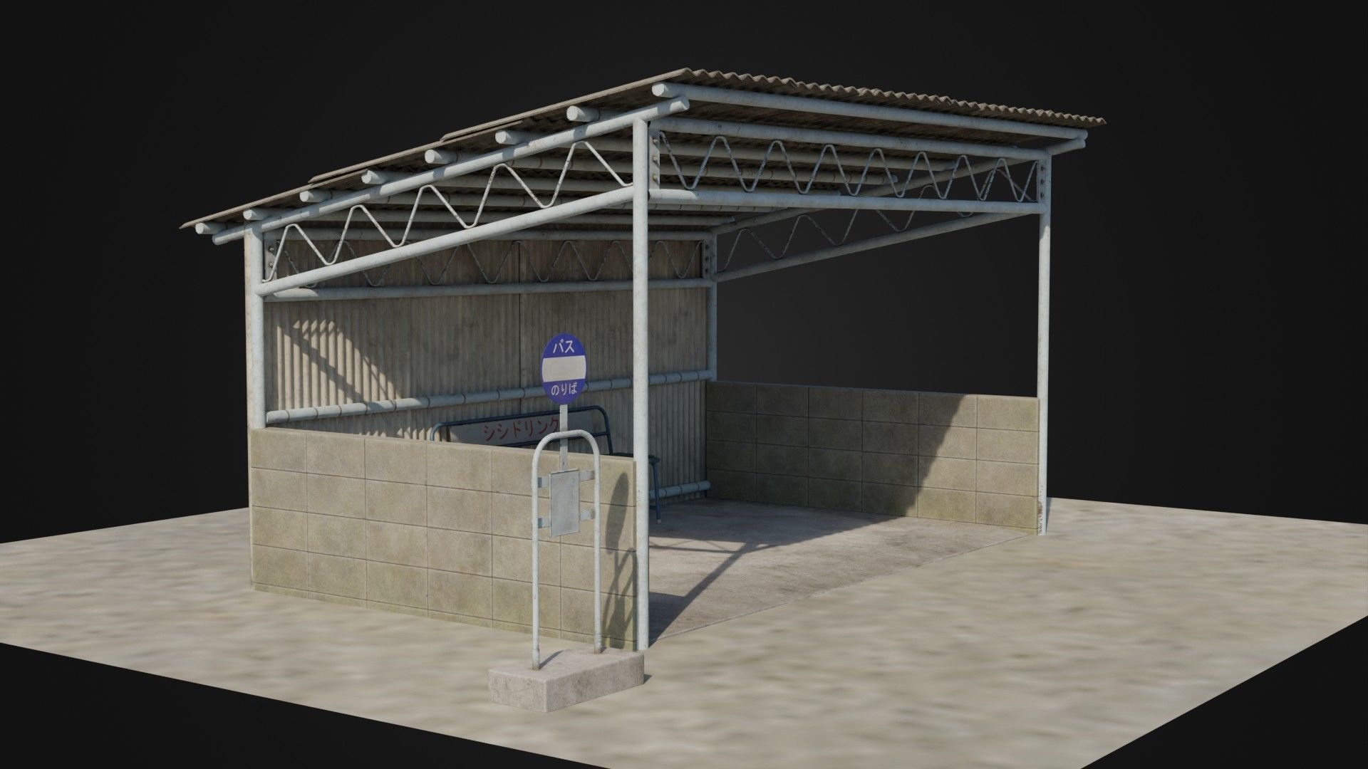 3D model Old Japanese Bus Stop VR / AR / low-poly | CGTrader