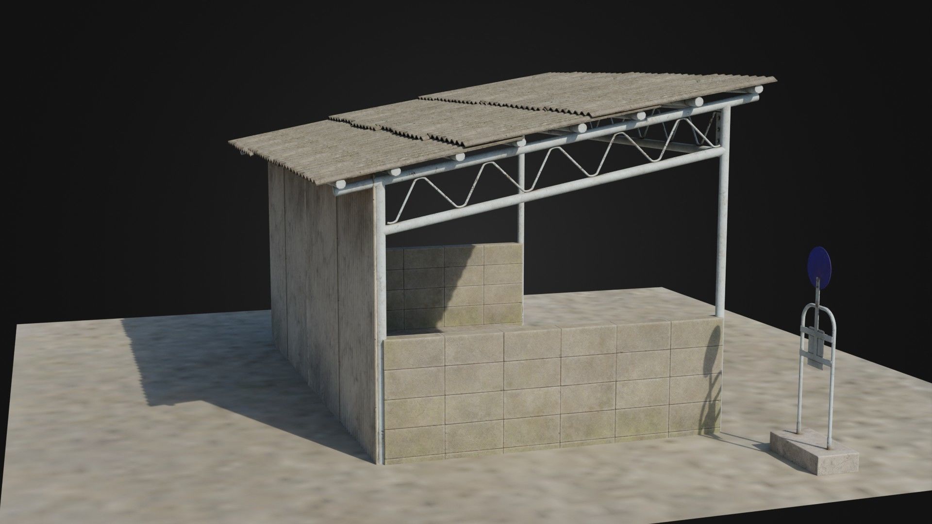 3D model Old Japanese Bus Stop VR / AR / low-poly | CGTrader