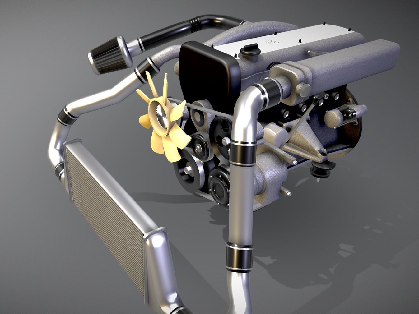 3D model Engine Inline 6 cylinders Animated VR / AR / low-poly | CGTrader