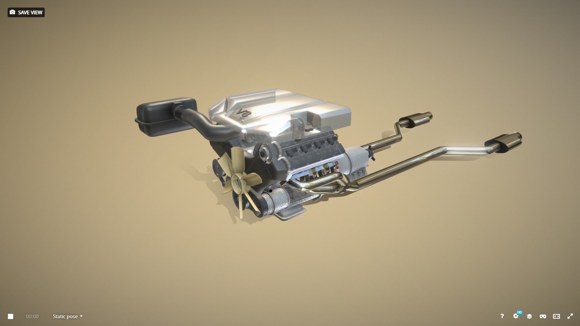 3D model Engine v8 animated VR / AR / low-poly | CGTrader