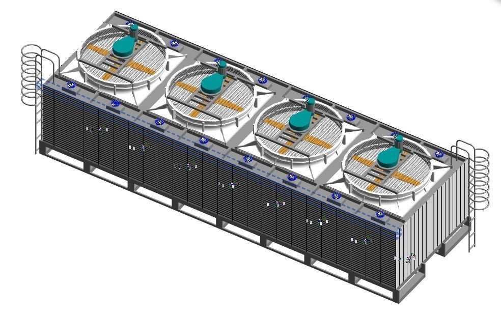 MEP-02-Cooling Tower 4 Cell- Revit Family - 3D model 3D model 3D model ...