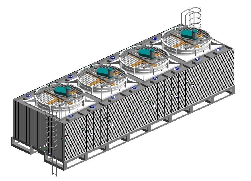 MEP-02-Cooling Tower 4 Cell- Revit Family - 3D model 3D model 3D model ...