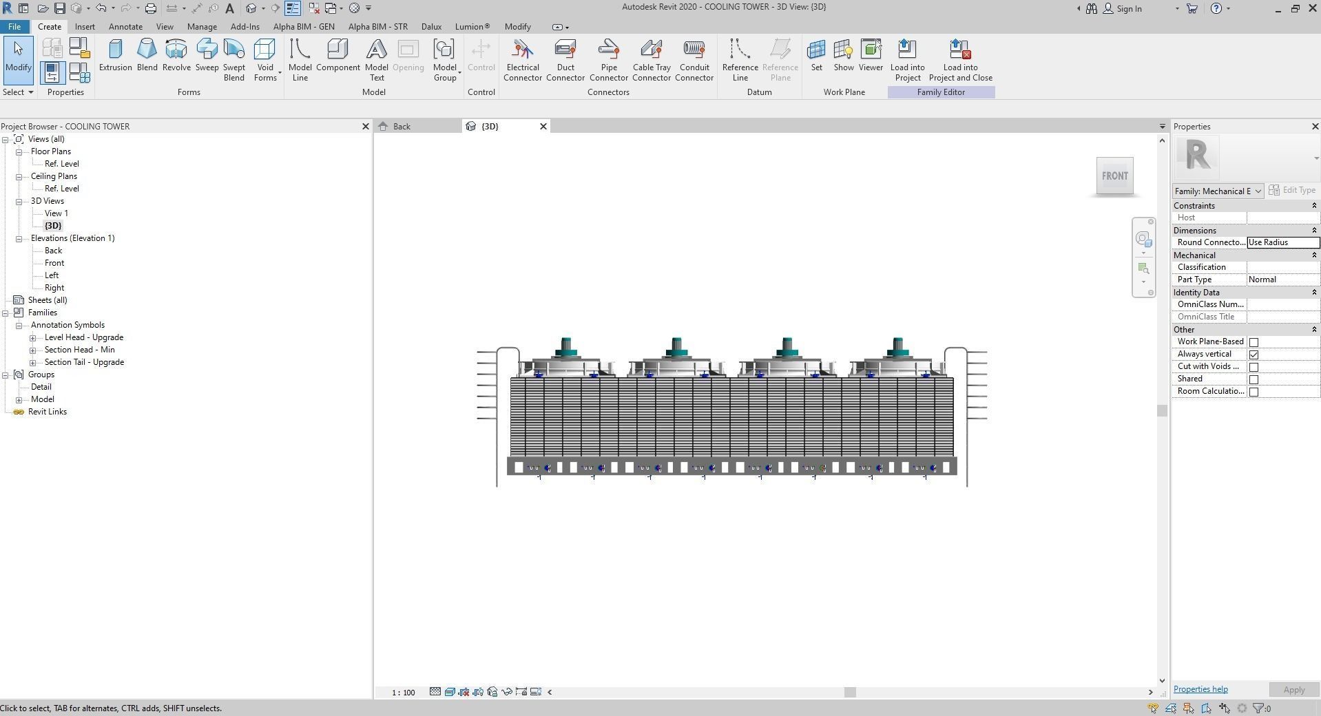 MEP-02-Cooling Tower 4 Cell- Revit Family - 3D model 3D model 3D model ...
