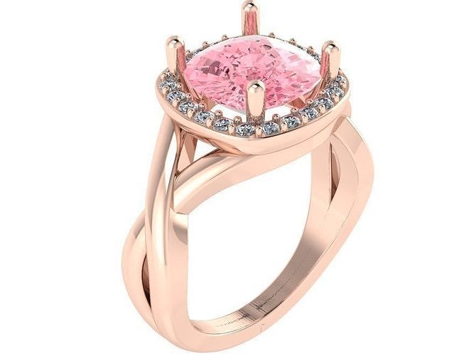 Square Halo Twisted Ring 1529 3D model 3D printable | CGTrader