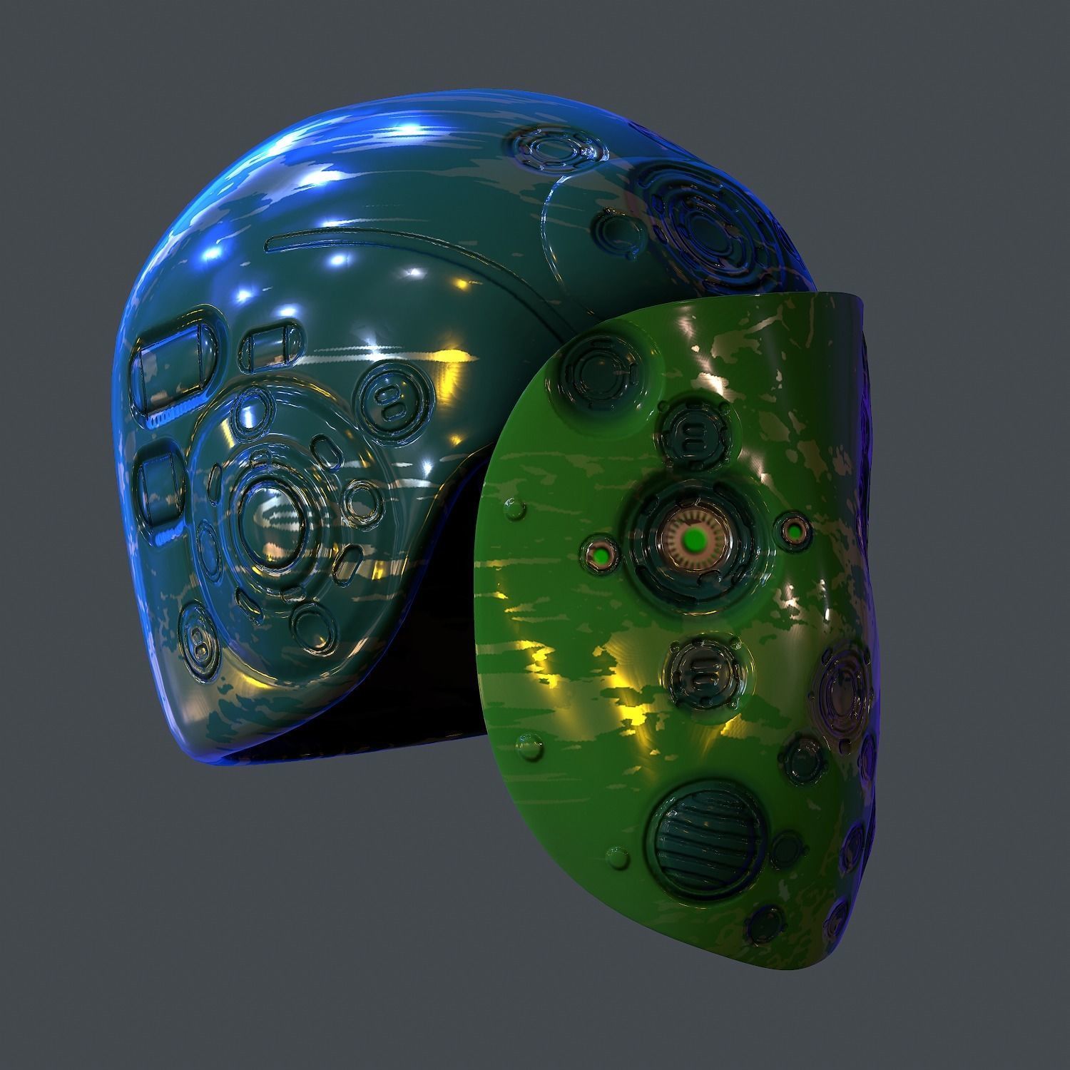 3D model Gas mask helmet scifi character game space Low-poly VR / AR ...