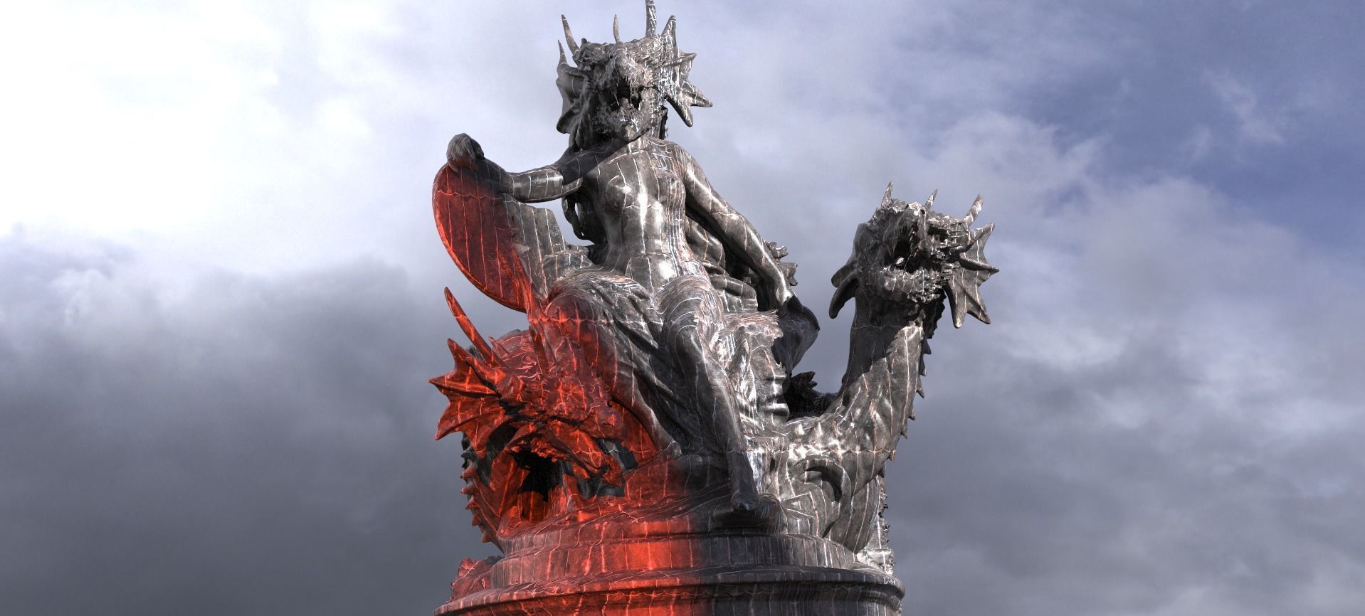 Ancient Dragon Deity on Throne Dark Demon 3D model | CGTrader