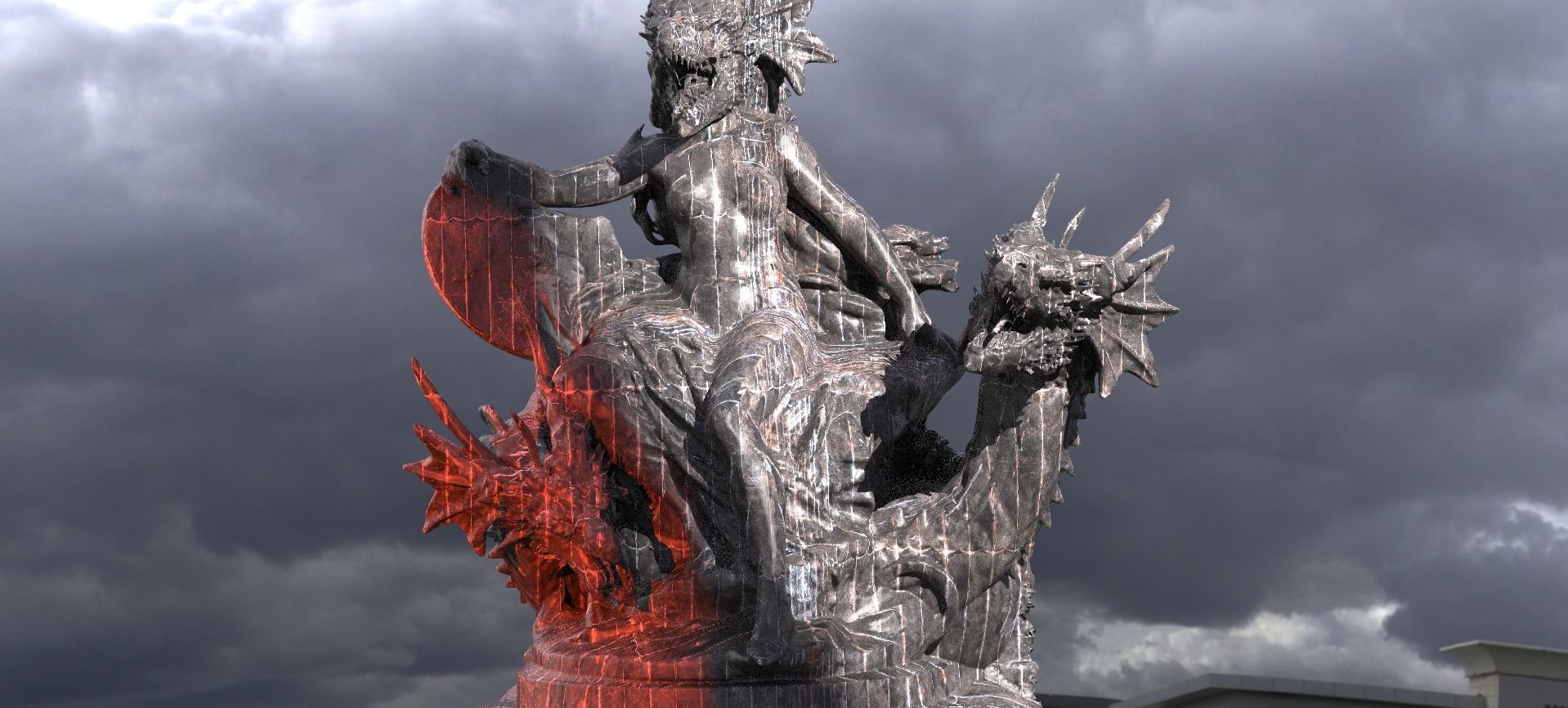 Ancient Dragon Deity on Throne Dark Demon 3D model | CGTrader