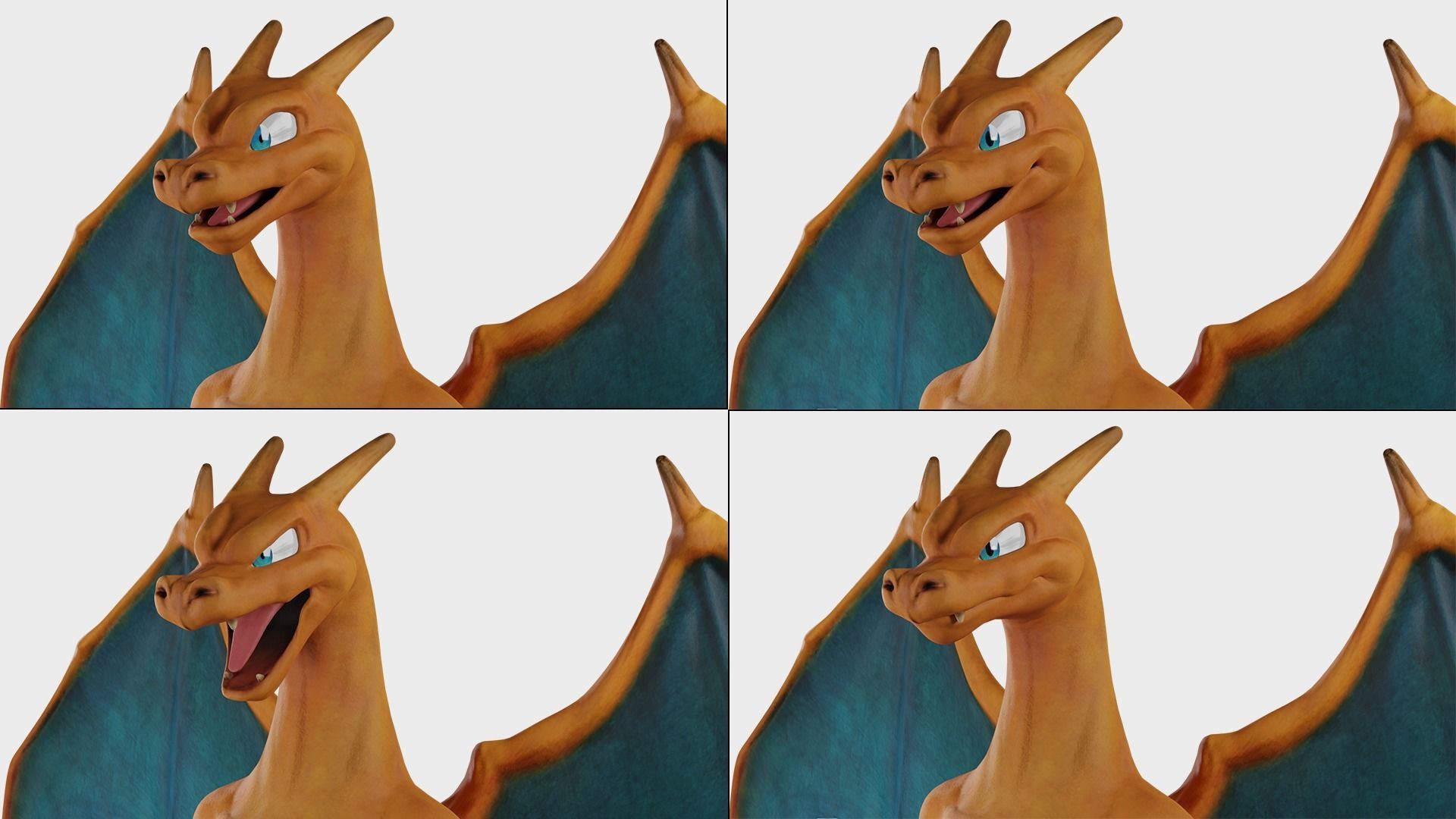 Charizard orange dragon 3D model rigged | CGTrader