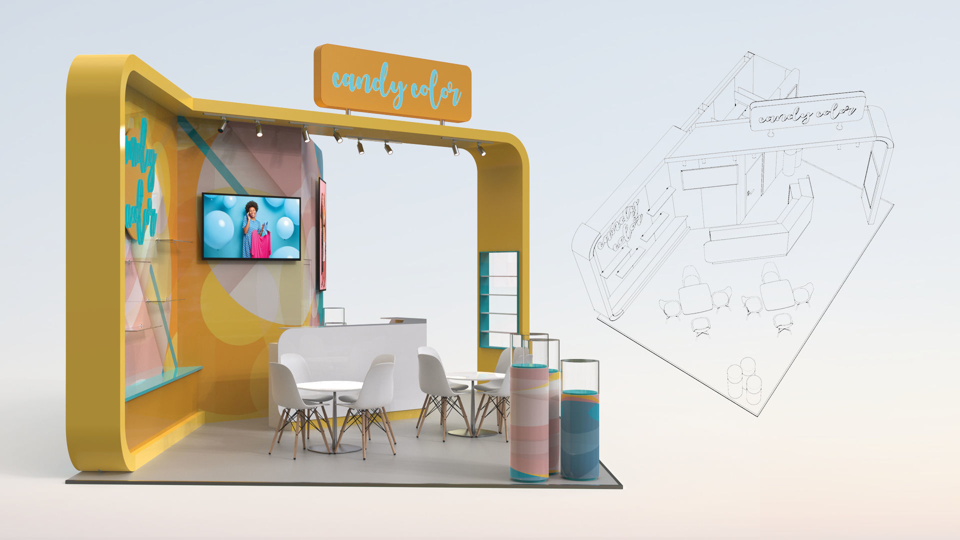 exhibition booth stall design custom 3D model | CGTrader