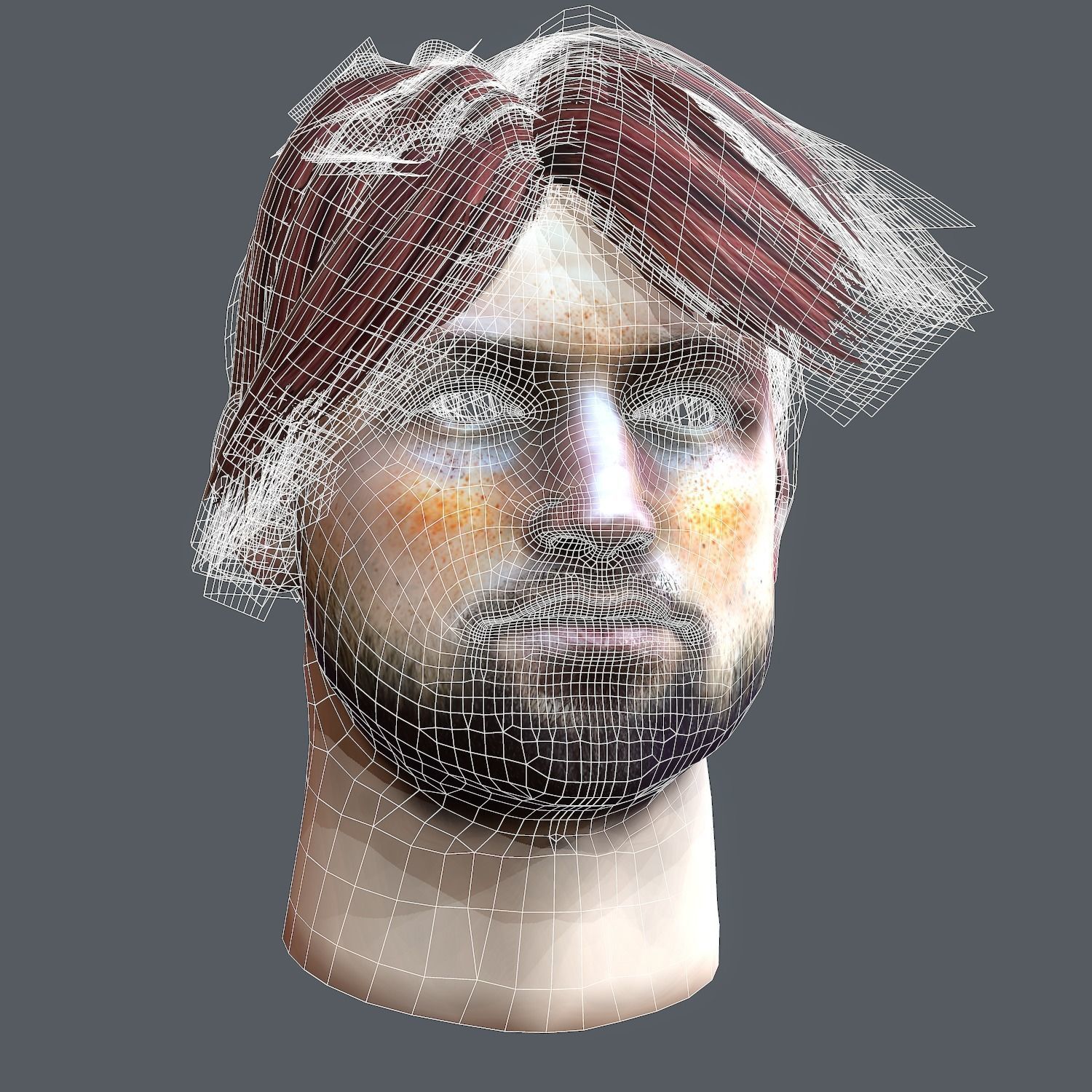3D model Realistic White Male Head Bundle 3D model Game Ready Low-poly ...