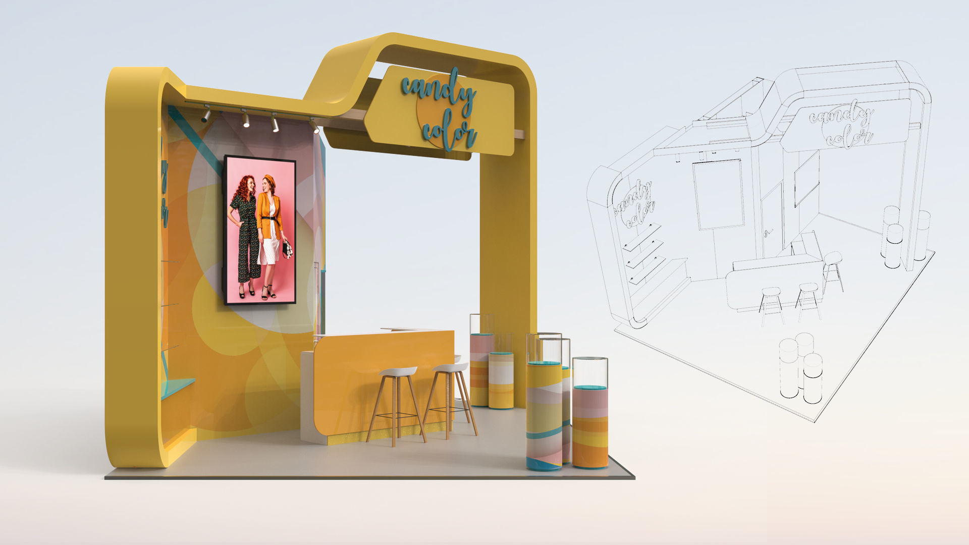 exhibition booth stall design custom 3D model | CGTrader