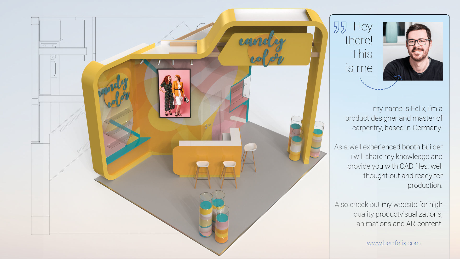 exhibition booth stall design custom 3D model | CGTrader
