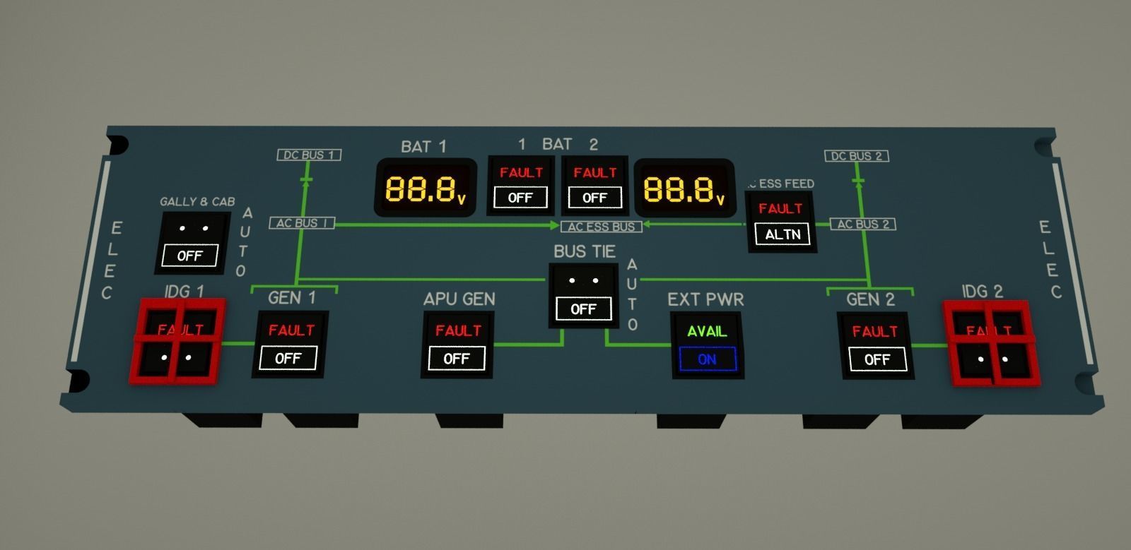 3D model Airbus A320 Overhead Electrical Panel VR / AR / low-poly ...