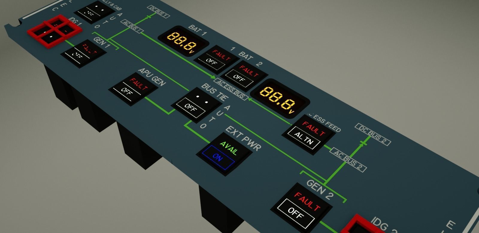 3D model Airbus A320 Overhead Electrical Panel VR / AR / low-poly ...