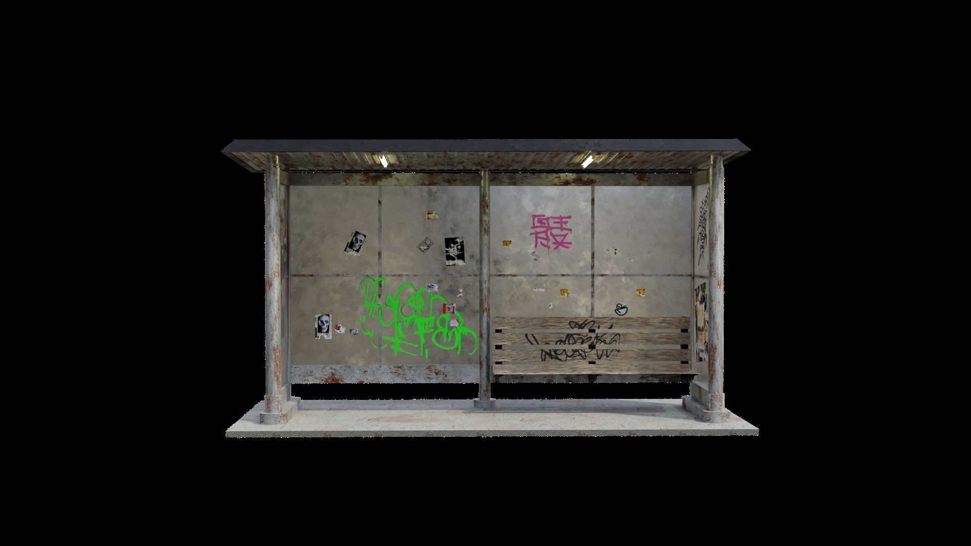 3D model Old bus stop VR / AR / low-poly | CGTrader