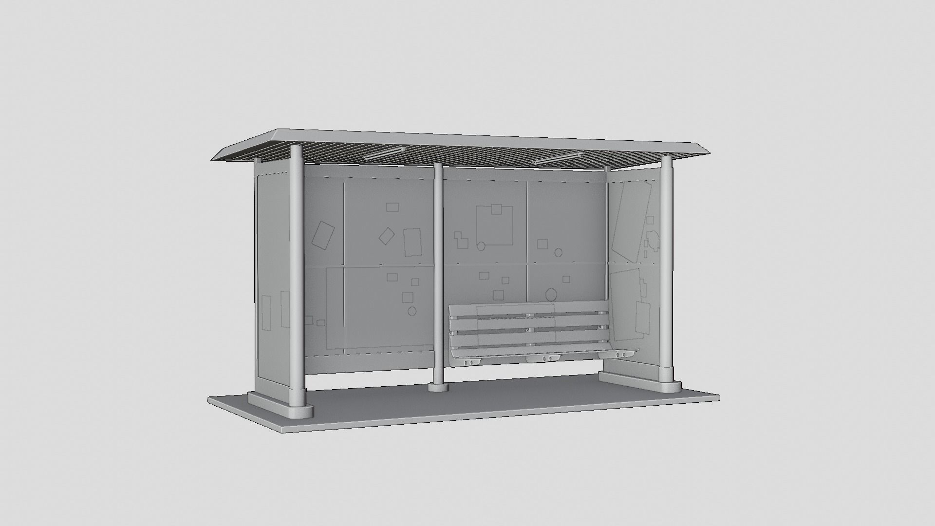 3D model Old bus stop VR / AR / low-poly | CGTrader