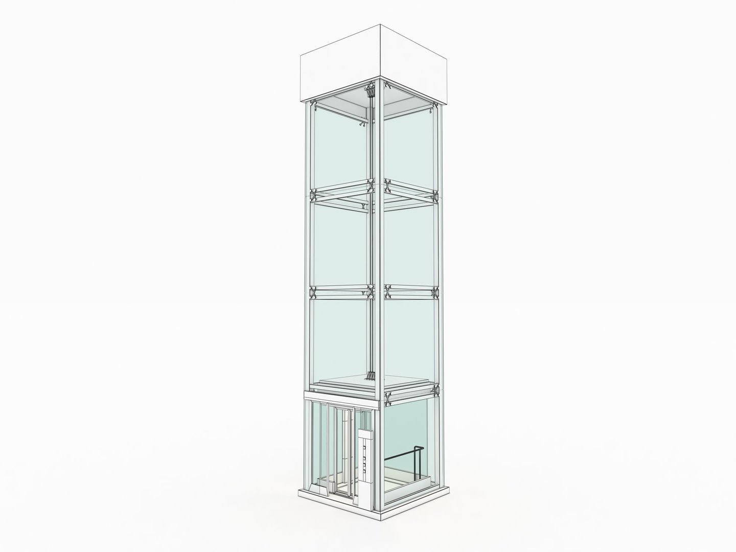 Elevator tall glass 3D model | CGTrader