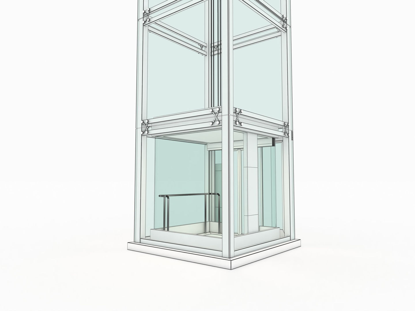 Elevator tall glass 3D model | CGTrader