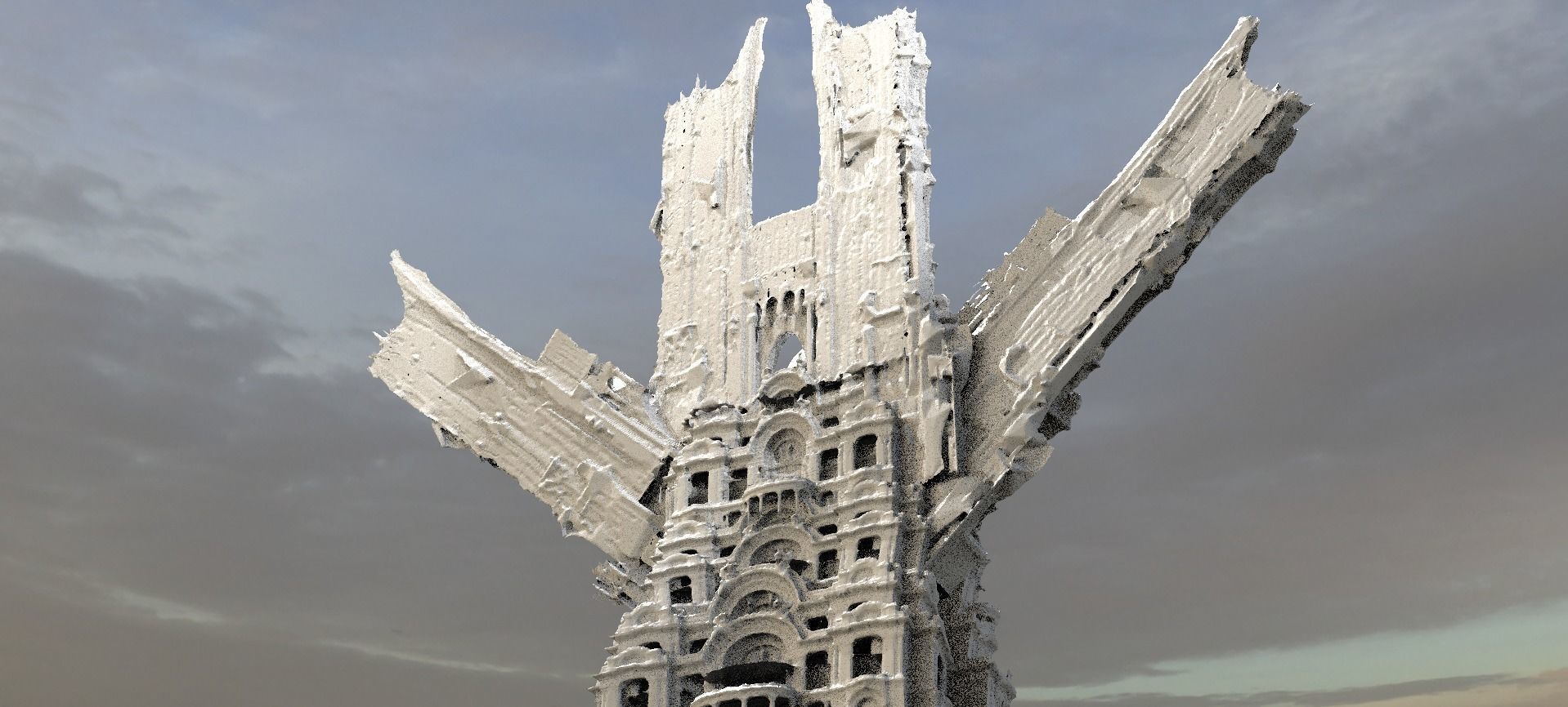 Stone Monolith Architecture Wings 2 3D model | CGTrader