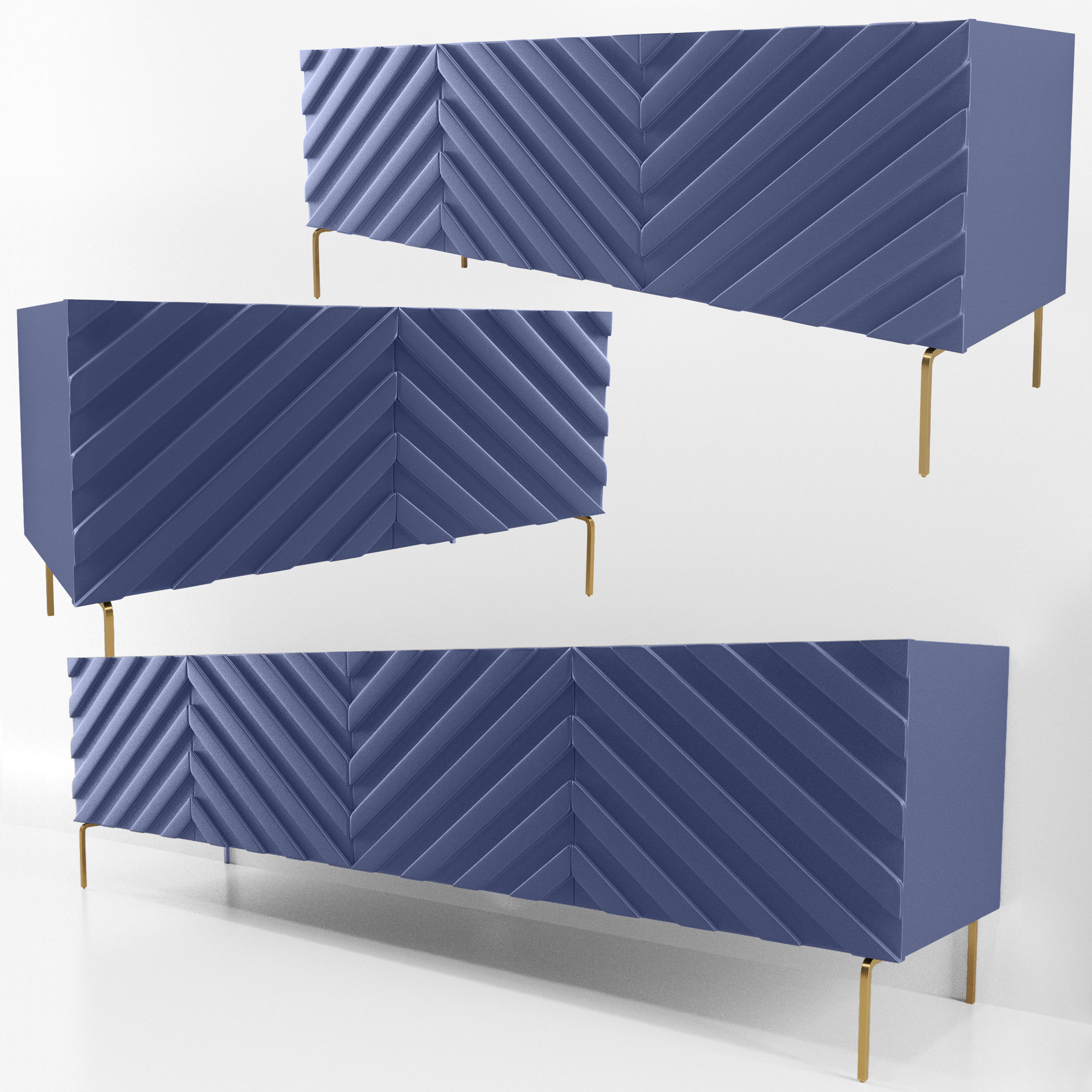 Decorative Chevron Console Navy Blue 3D model | CGTrader