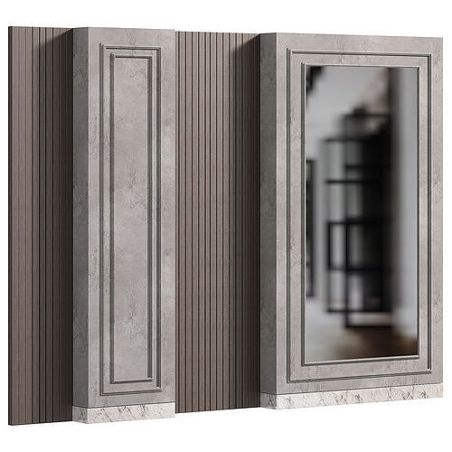 Panel wall mirror marble with wooden frame 3D model | CGTrader