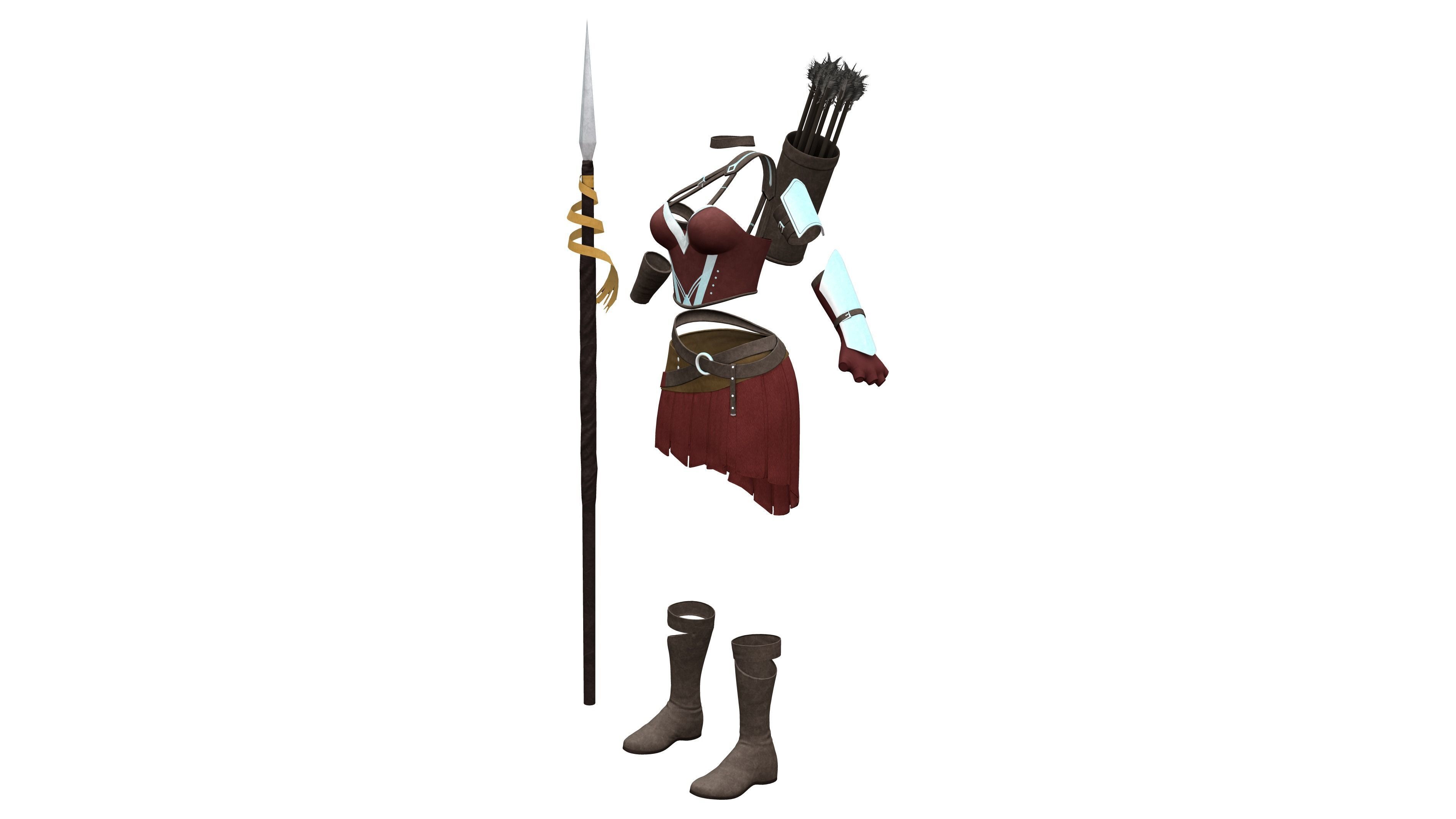 3D model Full Warrior Archer Outfit VR / AR / low-poly | CGTrader
