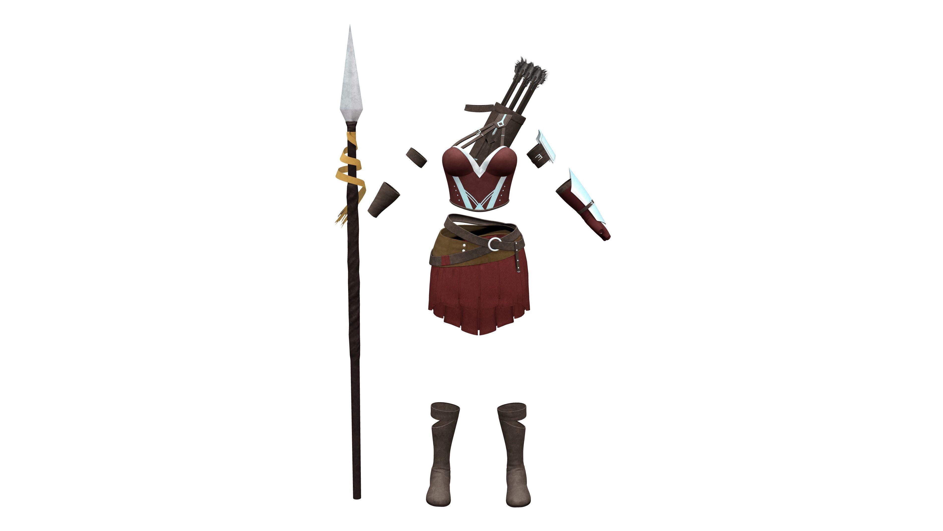 3D model Full Warrior Archer Outfit VR / AR / low-poly | CGTrader