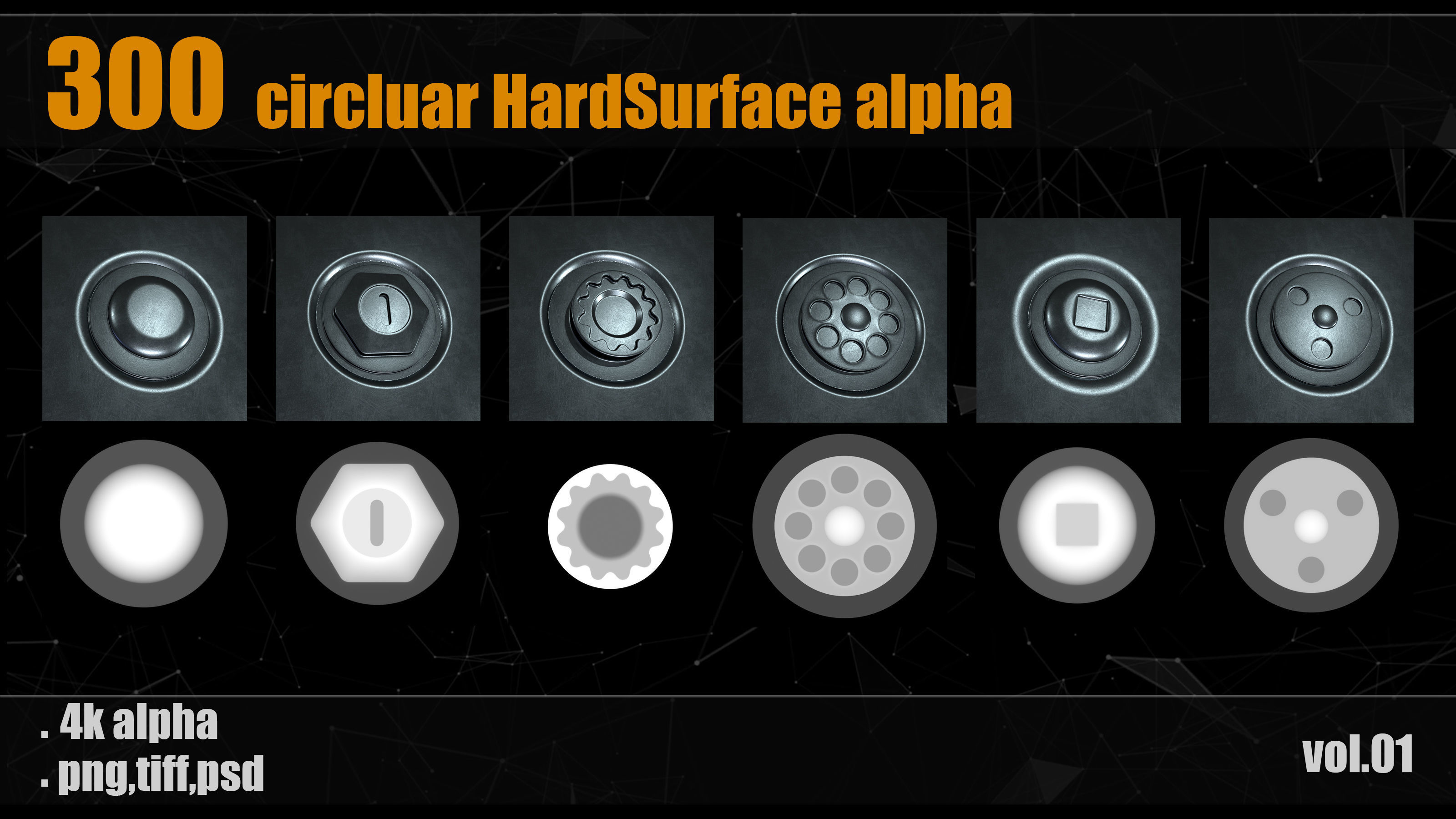 300 Circluar Hardsurface Alpha Vol01 Texture Cgtrader
