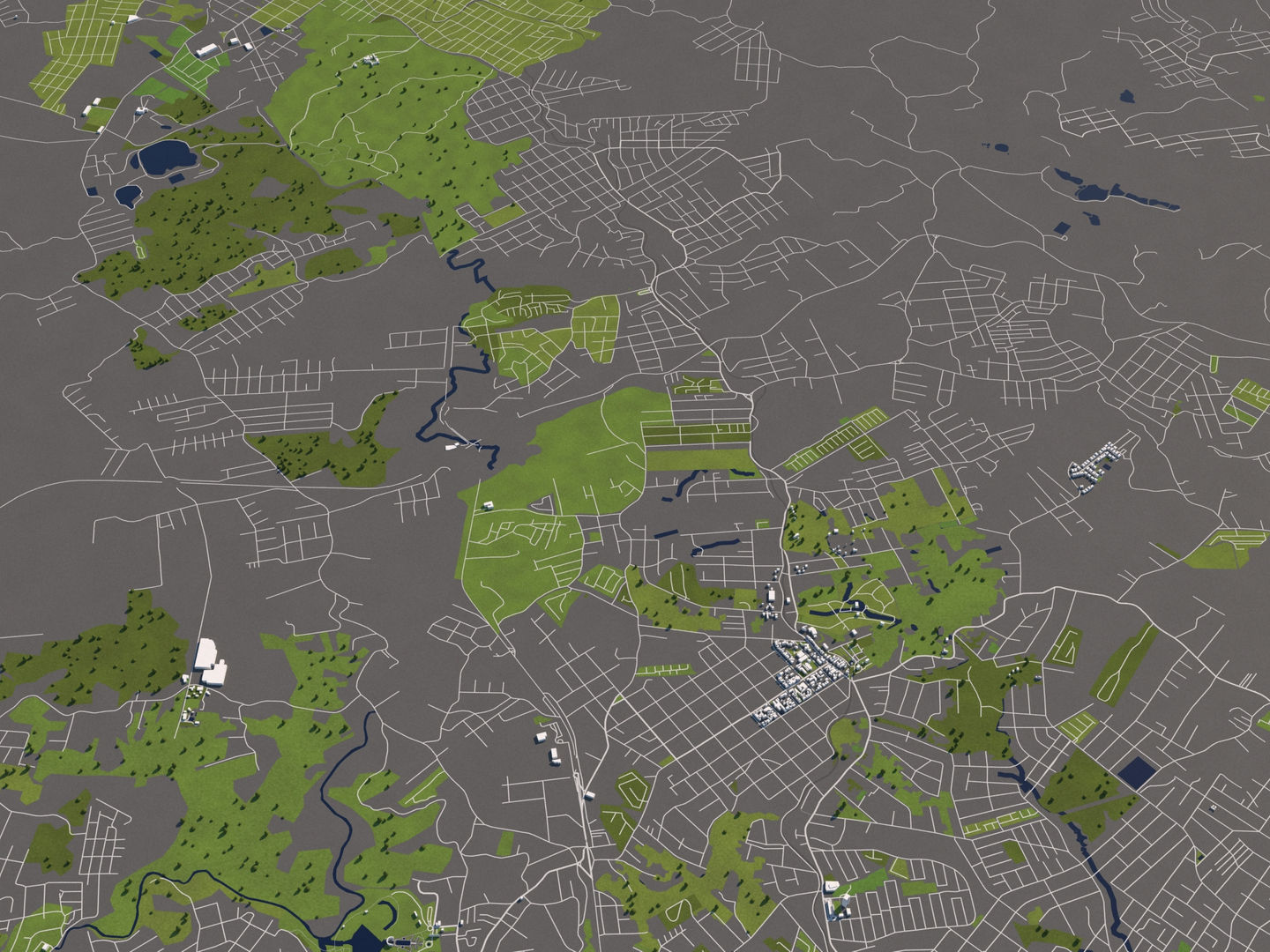 Curitiba Brazil 50x50km City Map 3D model | CGTrader